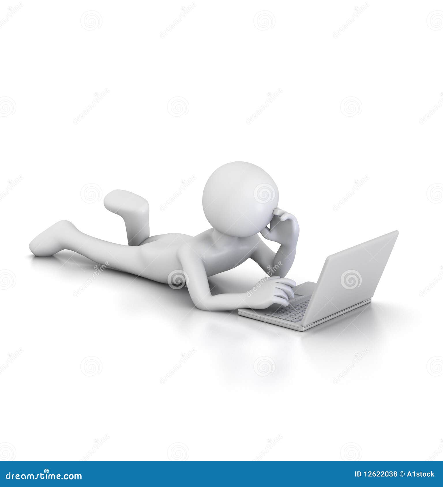 Using the Laptop Lying Down Stock Illustration - Illustration of mail ...