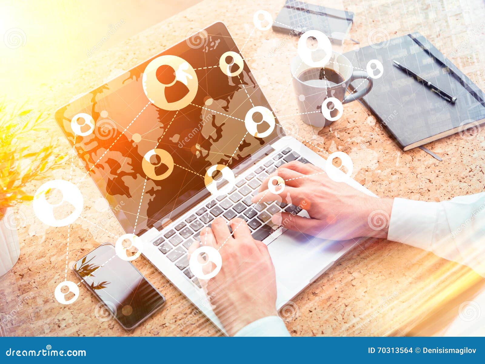 Using Laptop Networking System Stock Photo - Image of graphic, global ...