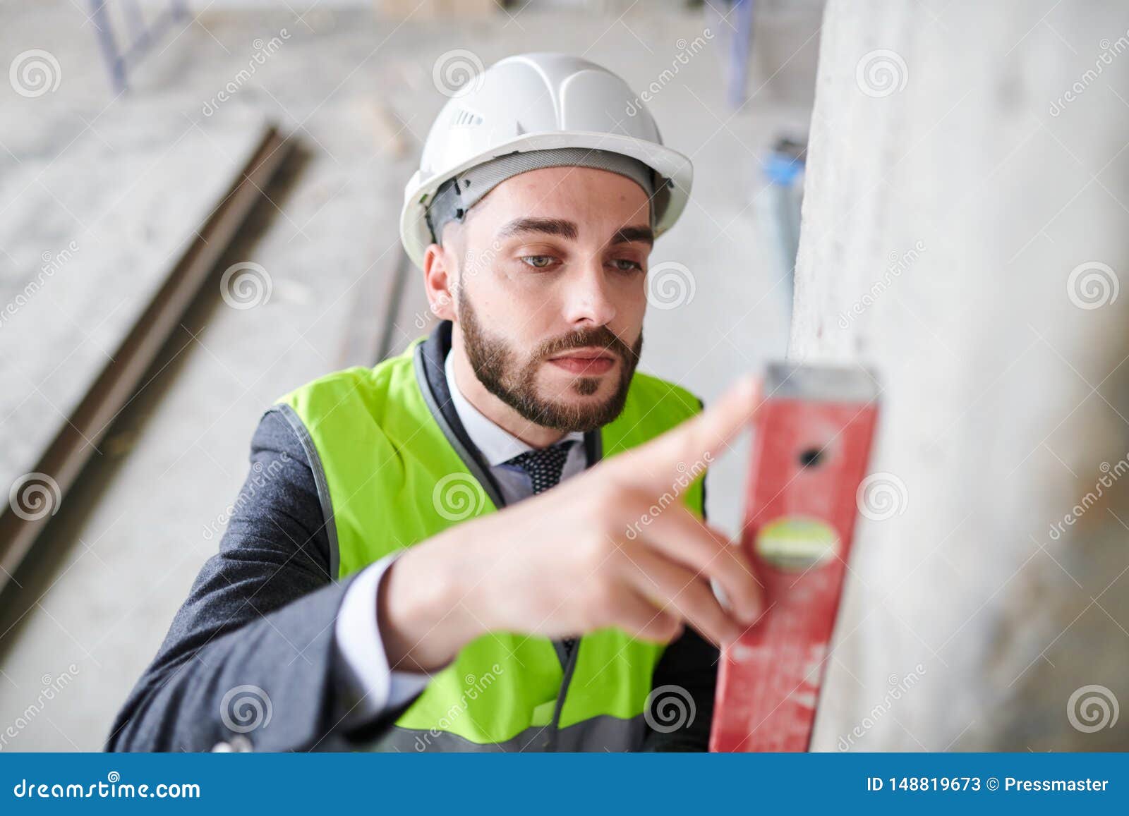 Using level check handtool stock image. Image of working - 148819673