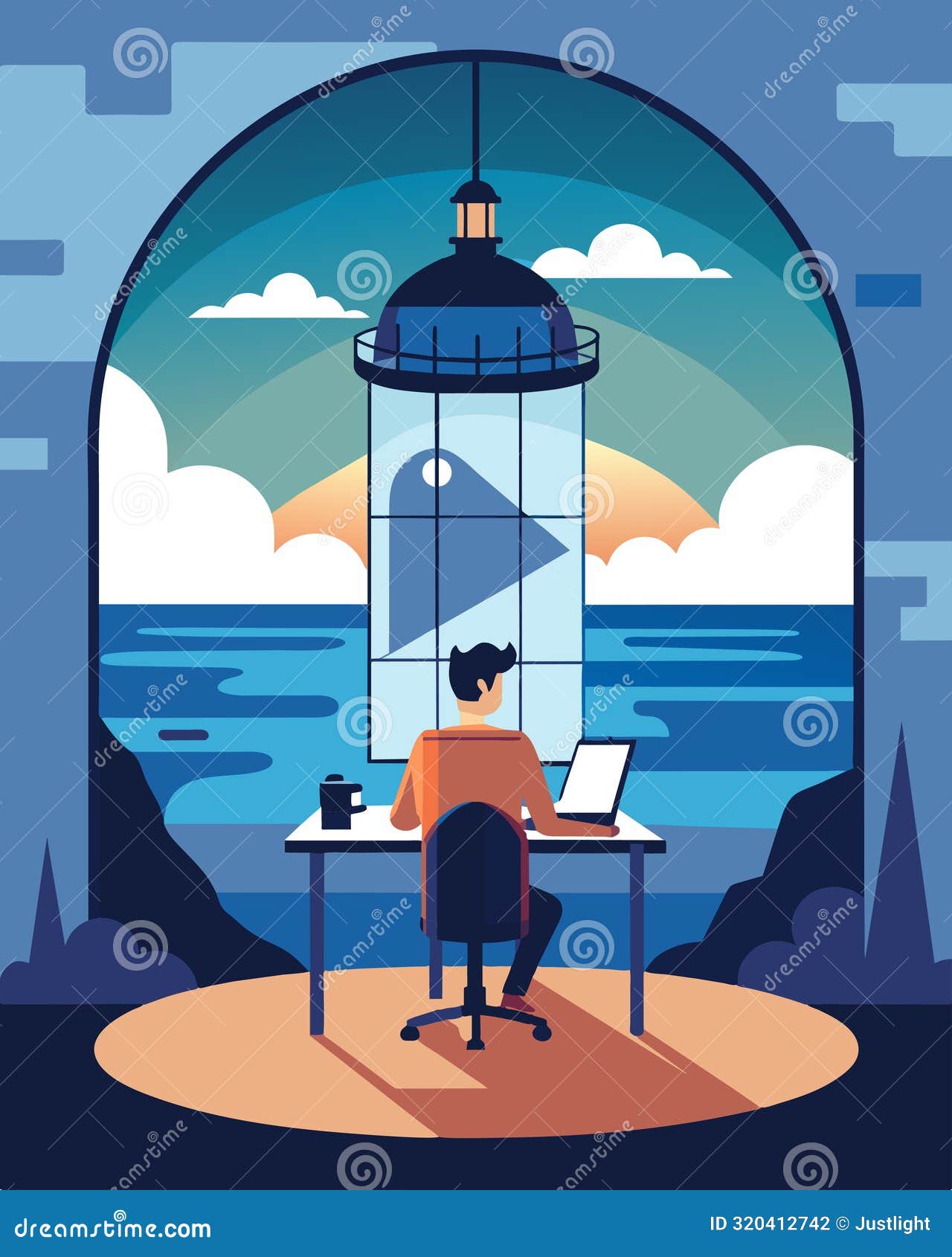 Using the Lighthouses Original Lantern Room a Remote Worker Sets Up ...