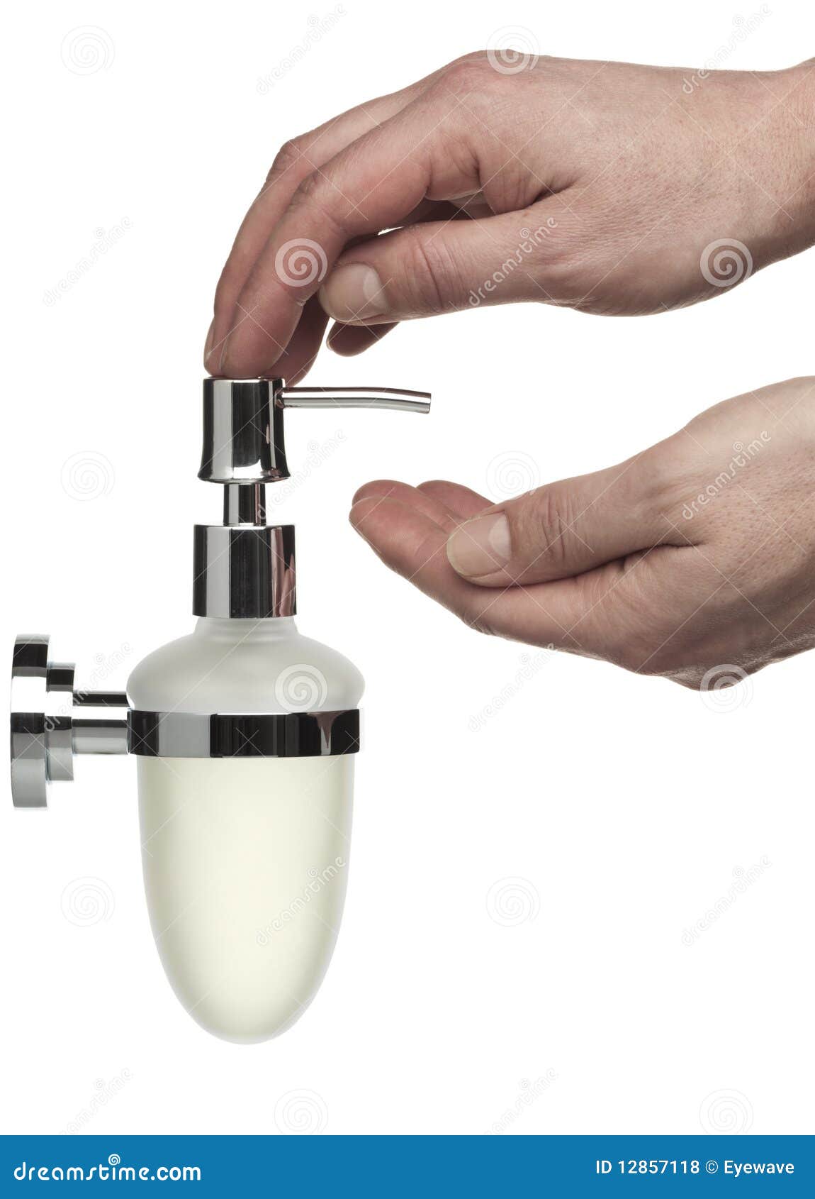 Using a Liquid Soap Dispenser Stock Photo - Image of container, hands ...