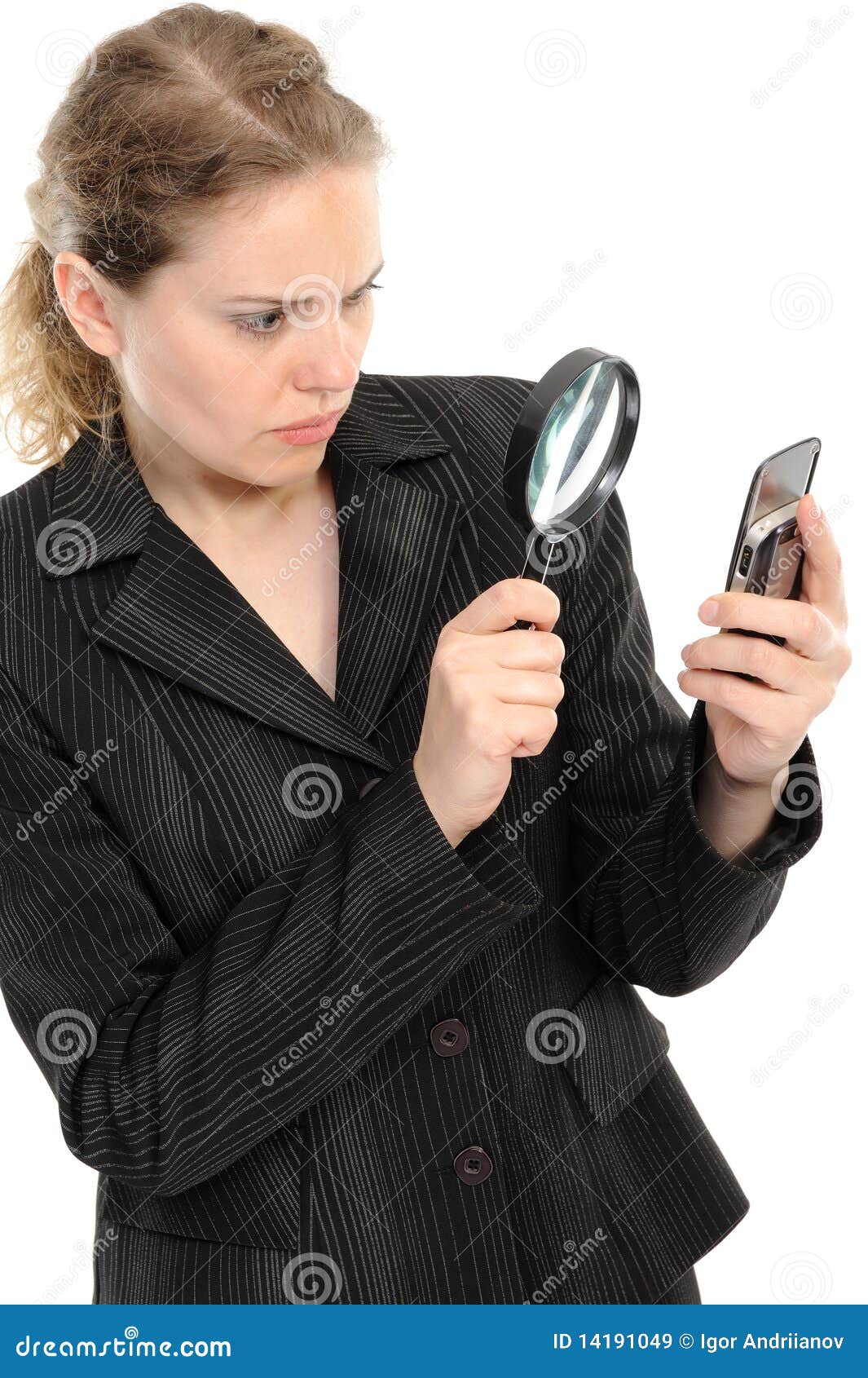 Using magnifying glass stock image. Image of girl, female - 14191049