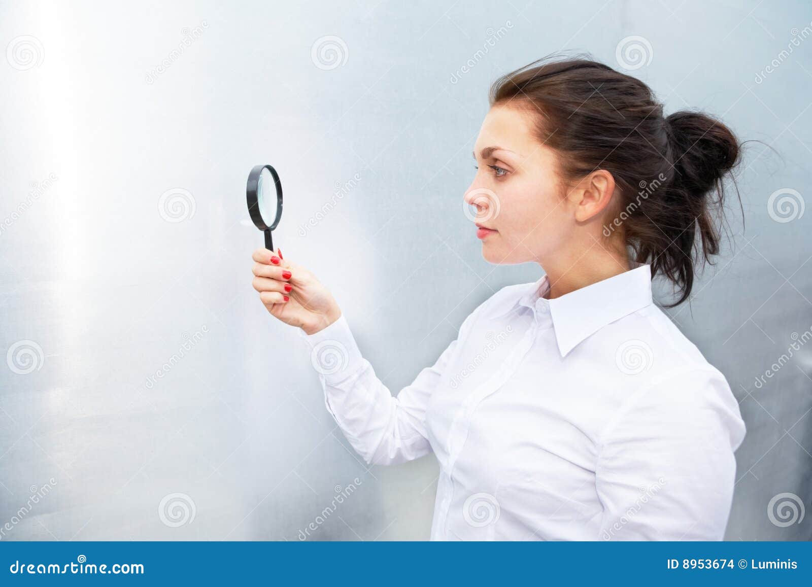 Using Magnifying Glass stock photo. Image of hair, inspect - 8953674