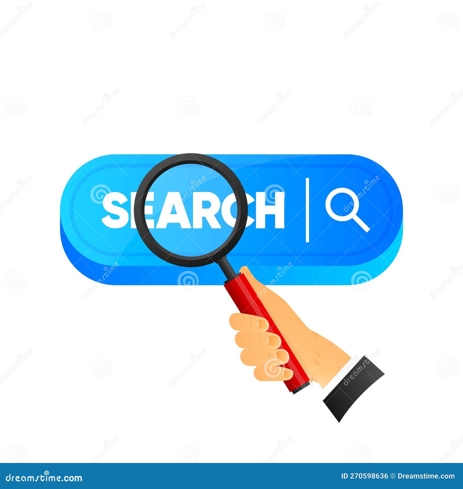 Using Magnifying Glass Searching a on the Internet Browser. Looking for ...