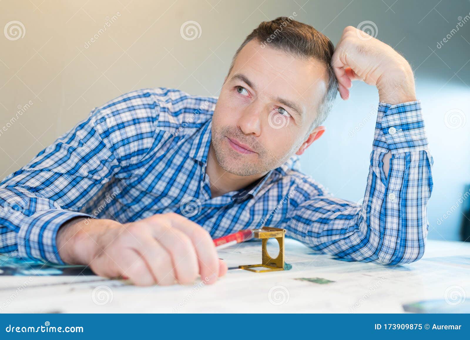 Using Magnifying Glass To Check Print Quality Stock Image - Image of ...