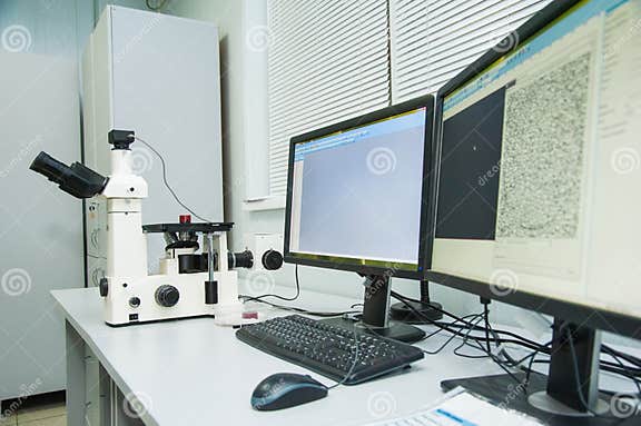 Using a Microscope To Check Metal Stock Image - Image of work ...