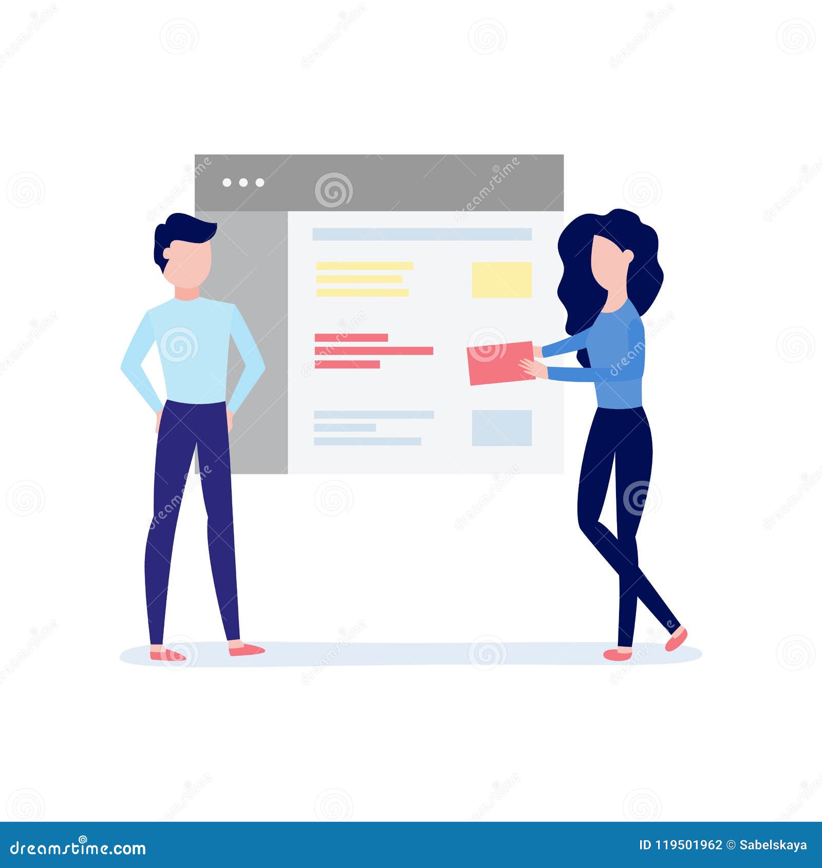 Using Mobile Application Concept with Young Characters Standing Near ...