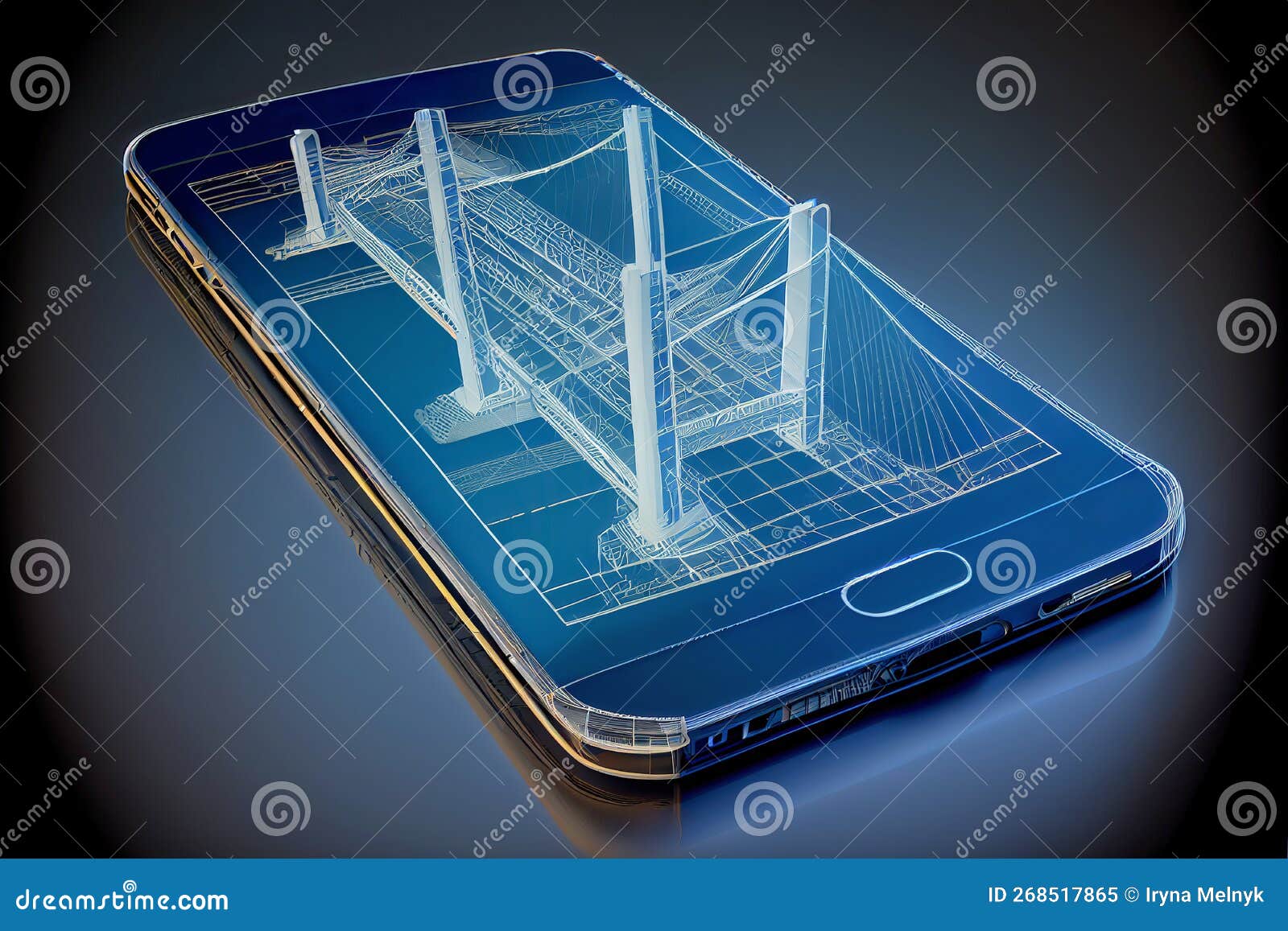 Using Mobile Device For Visualization Of Project Made With Generative Ai Stock Illustration