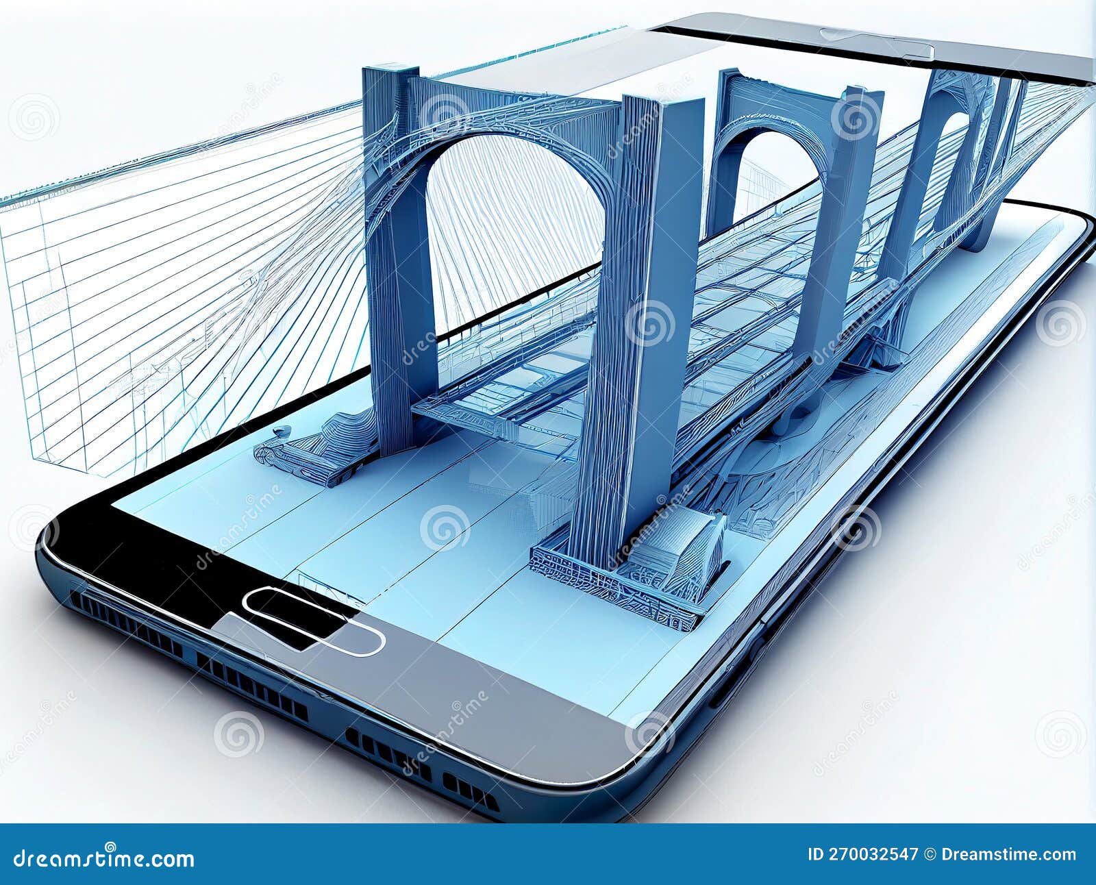 Using Mobile Device For Visualization Of Project Made With Generative Ai Stock Illustration