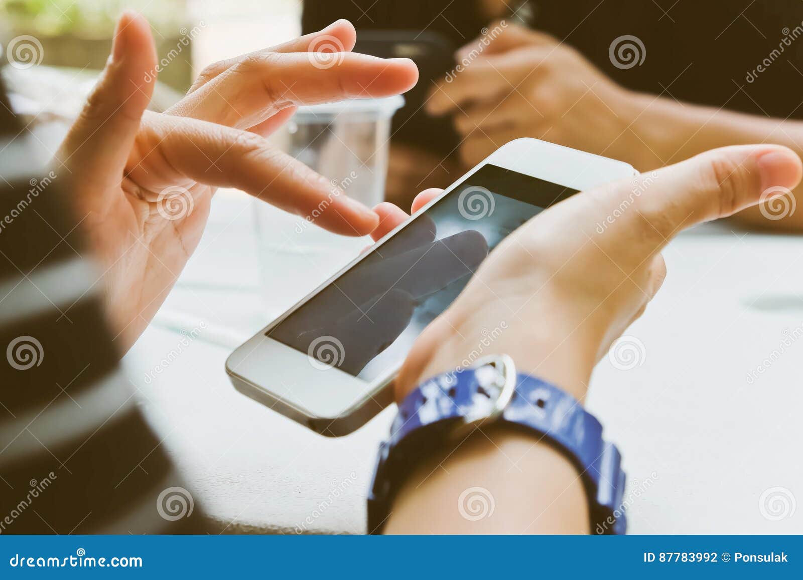 Using mobile devices stock photo. Image of females, messaging - 87783992