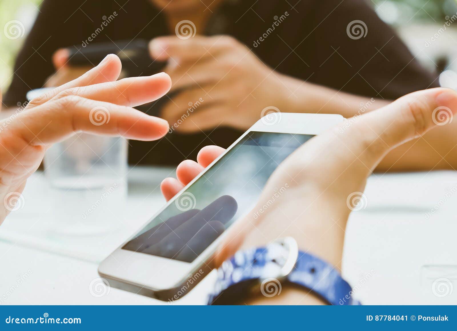 Using mobile devices stock image. Image of females, information - 87784041