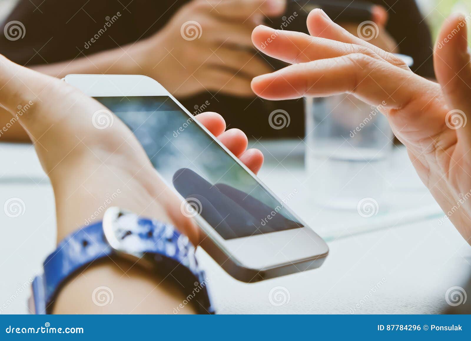 Using mobile devices stock photo. Image of mobile, females - 87784296