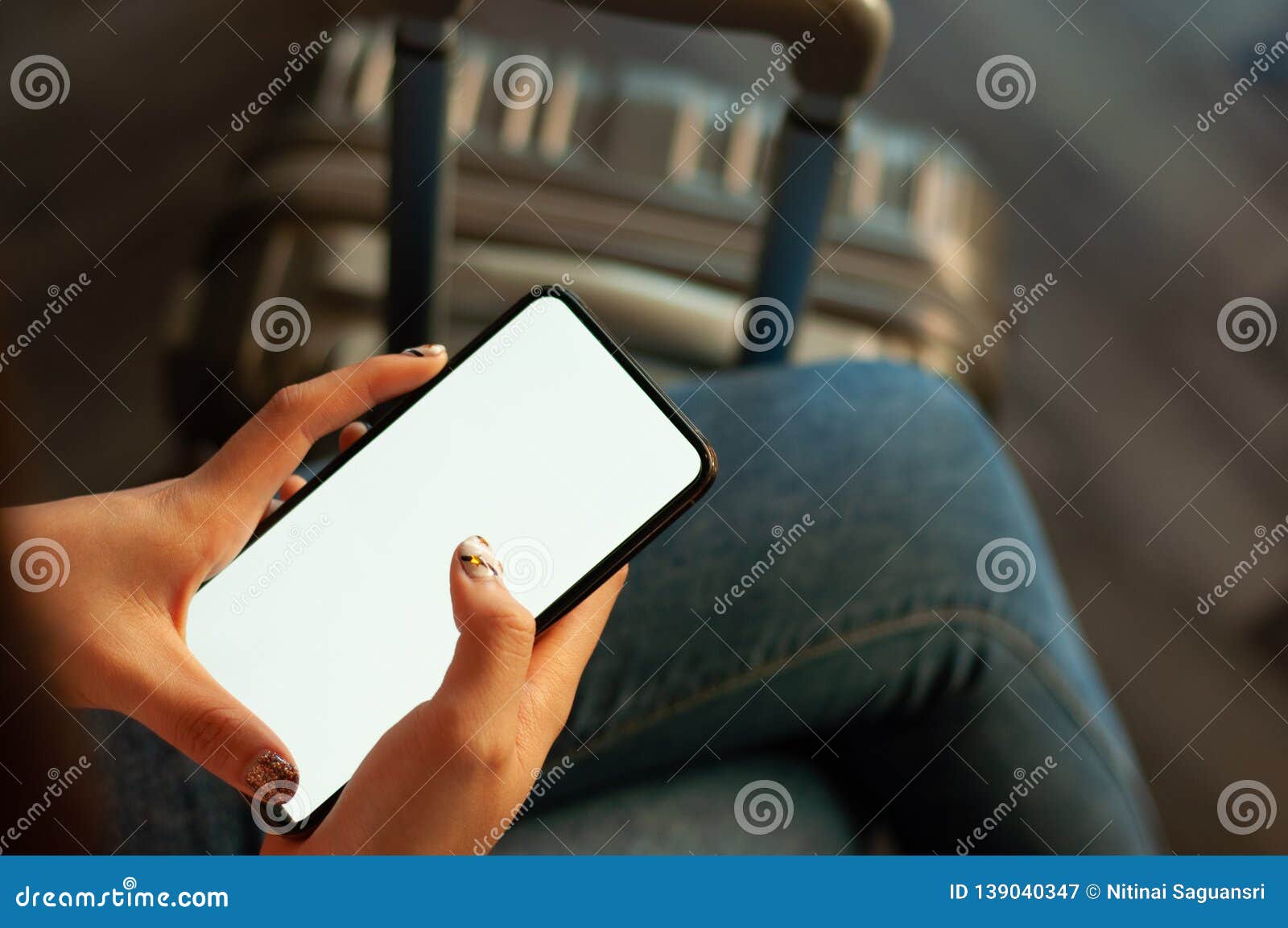 Using a Mobile Phone Business Searching for Resting Information. Stock ...