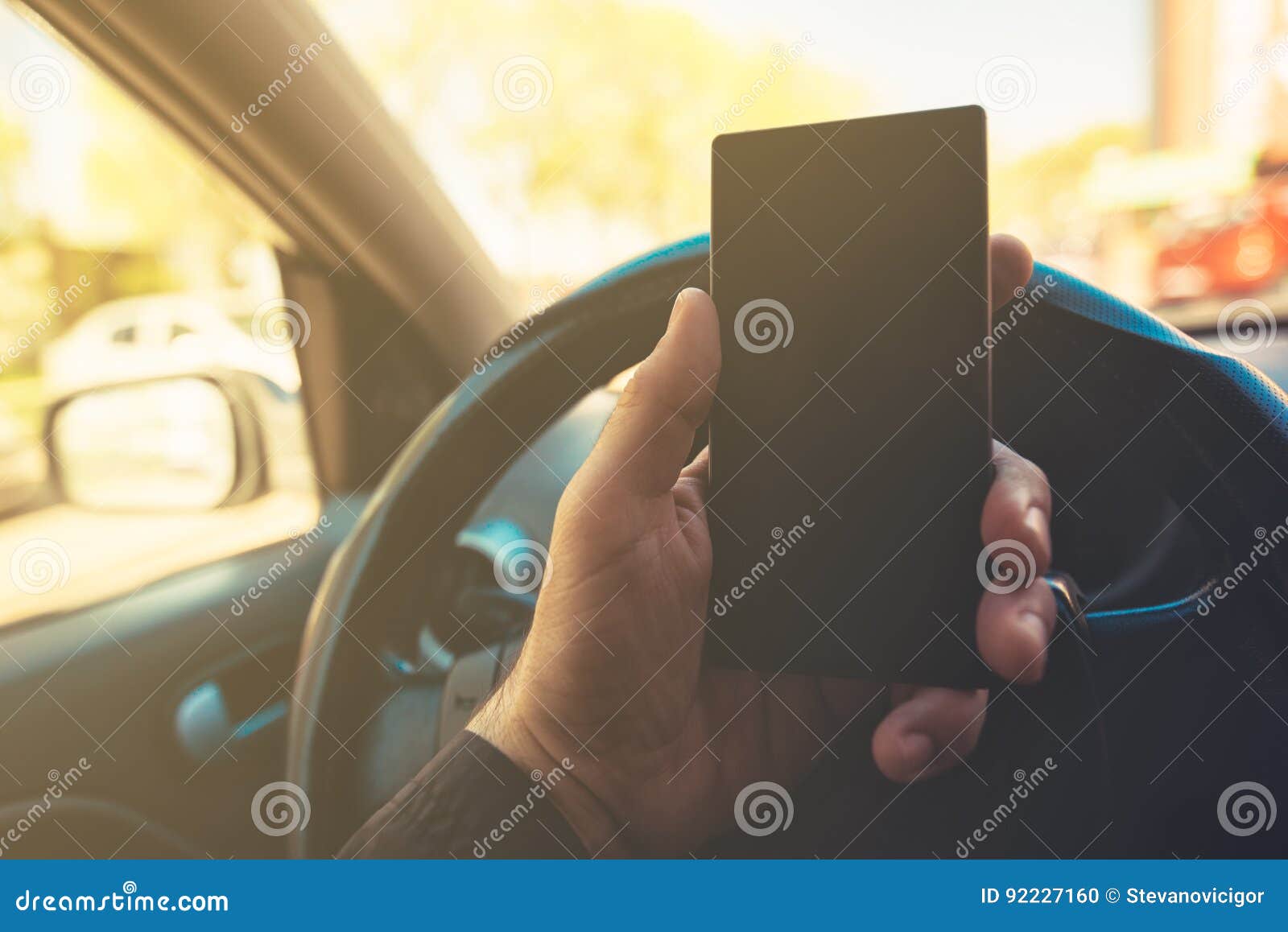 Using Mobile Phone and Driving Car Stock Photo - Image of automobile ...