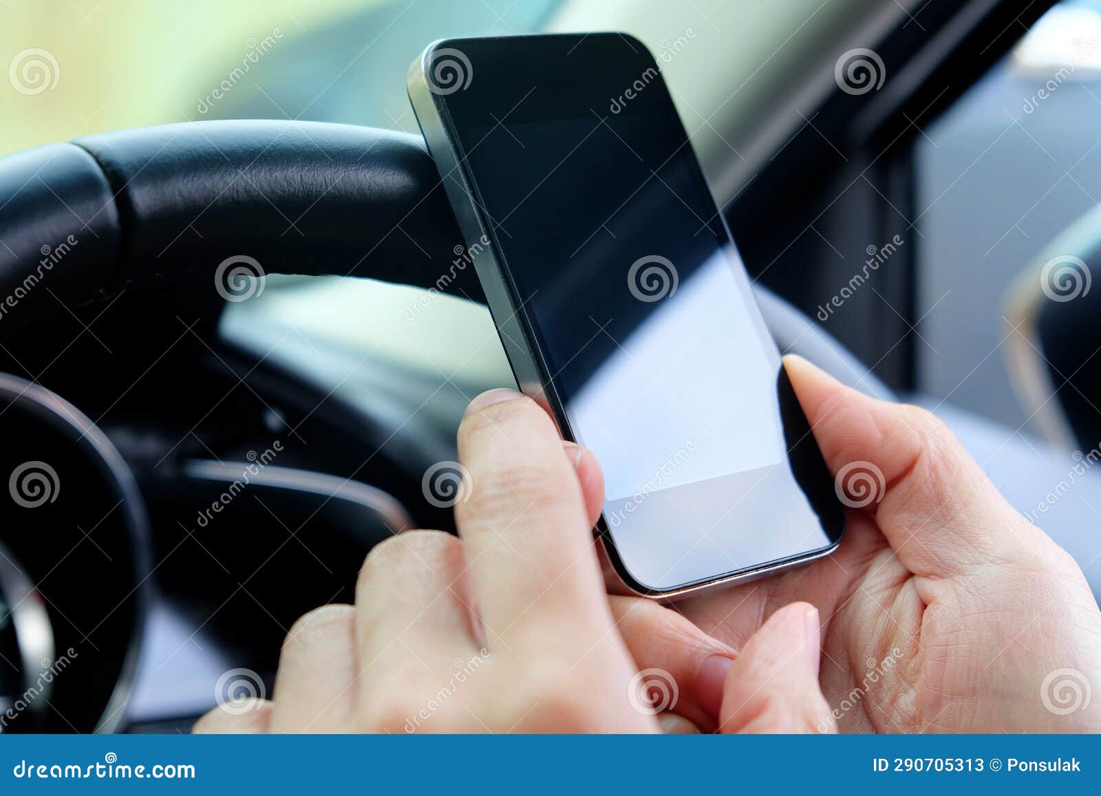 Using a Mobile Phone Inside of a Car Stock Image - Image of inside ...
