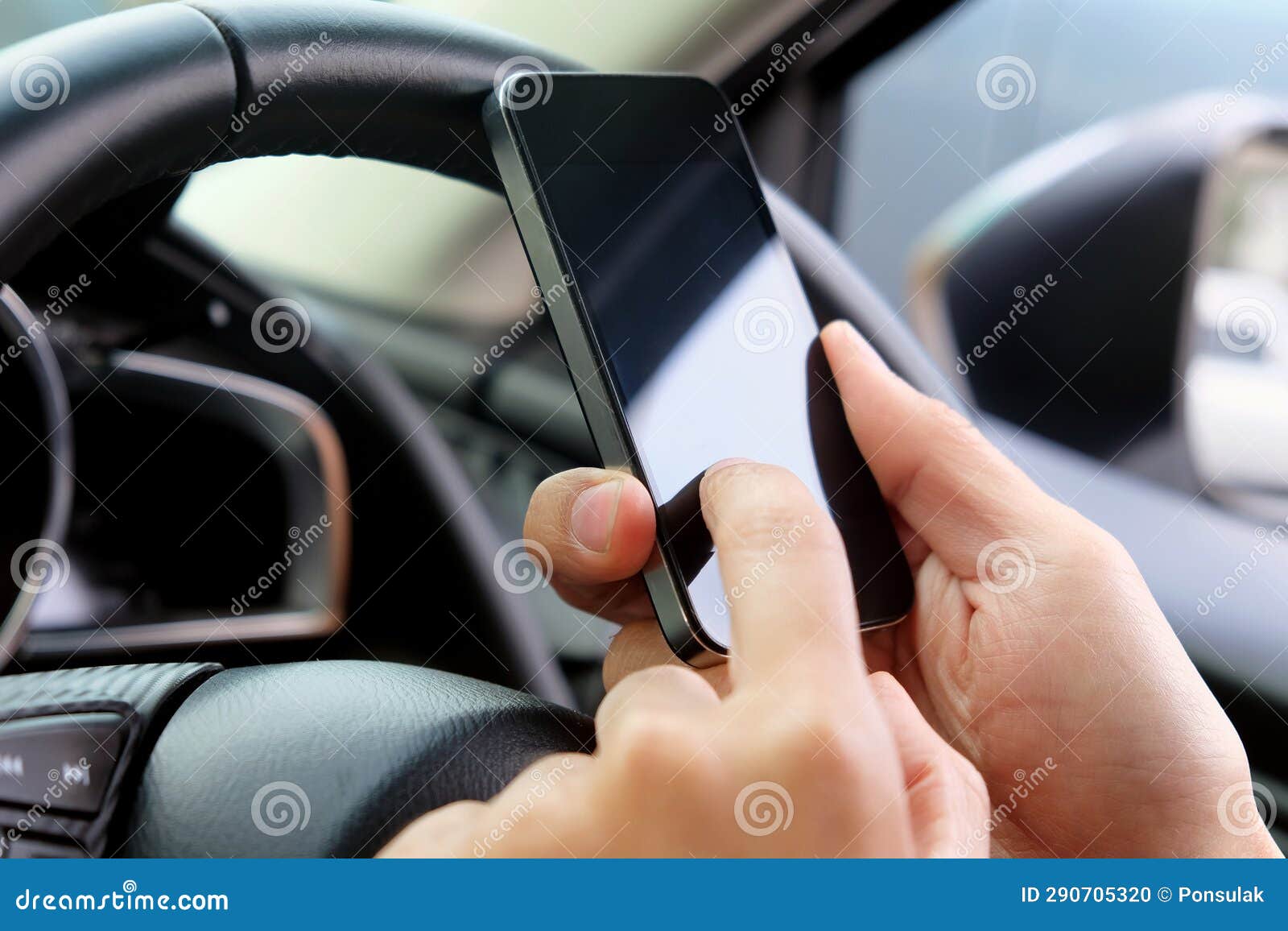 Using a Mobile Phone Inside of a Car Stock Photo - Image of business ...