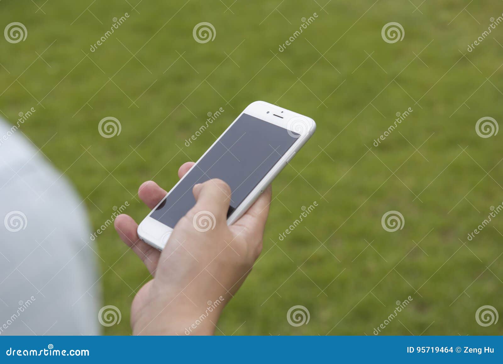 Using a Mobile Smart Phone Outdoor Stock Photo - Image of equipment ...
