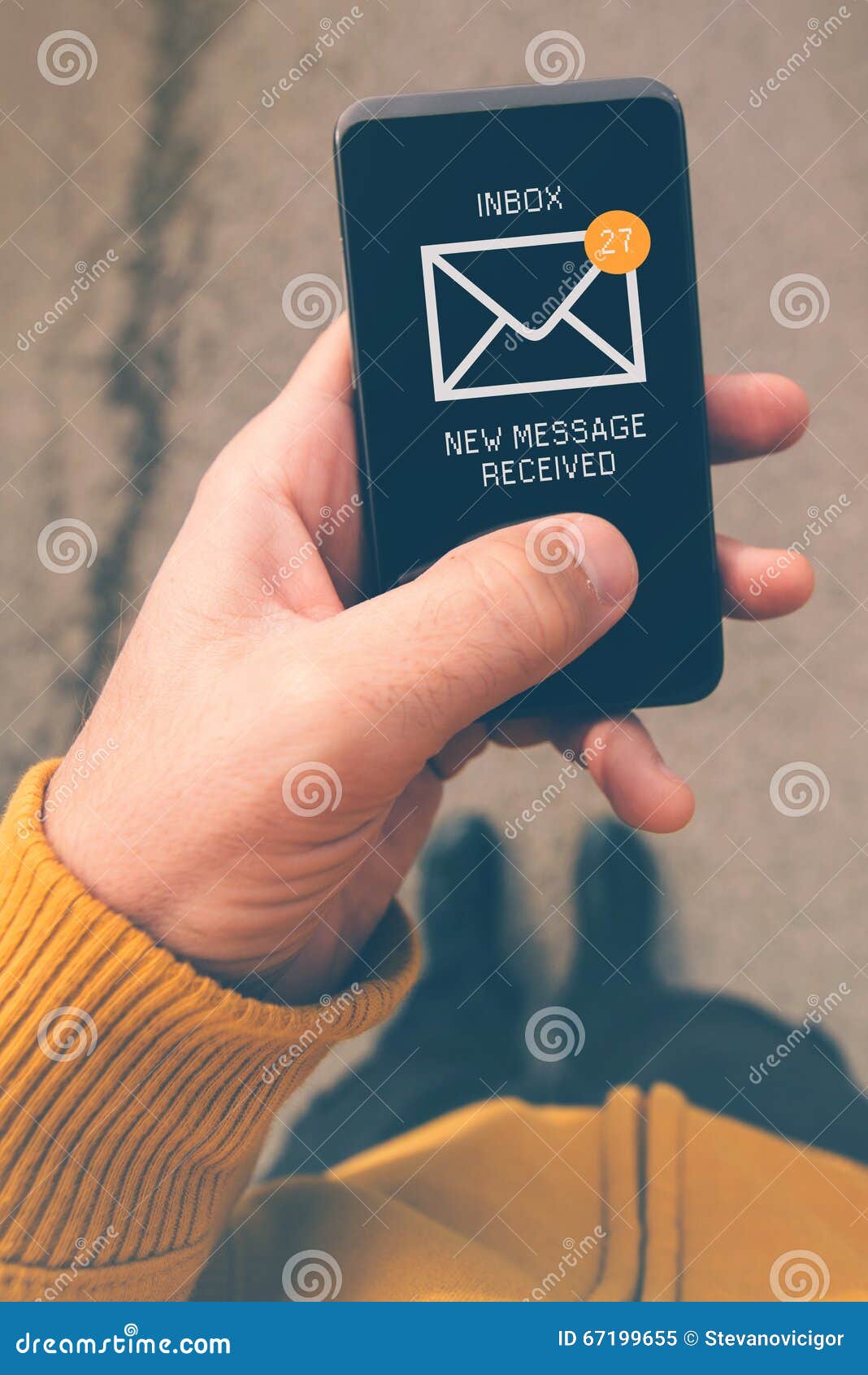 Using Mobile Smartphone To Access E-mail Inbox Stock Image - Image of ...