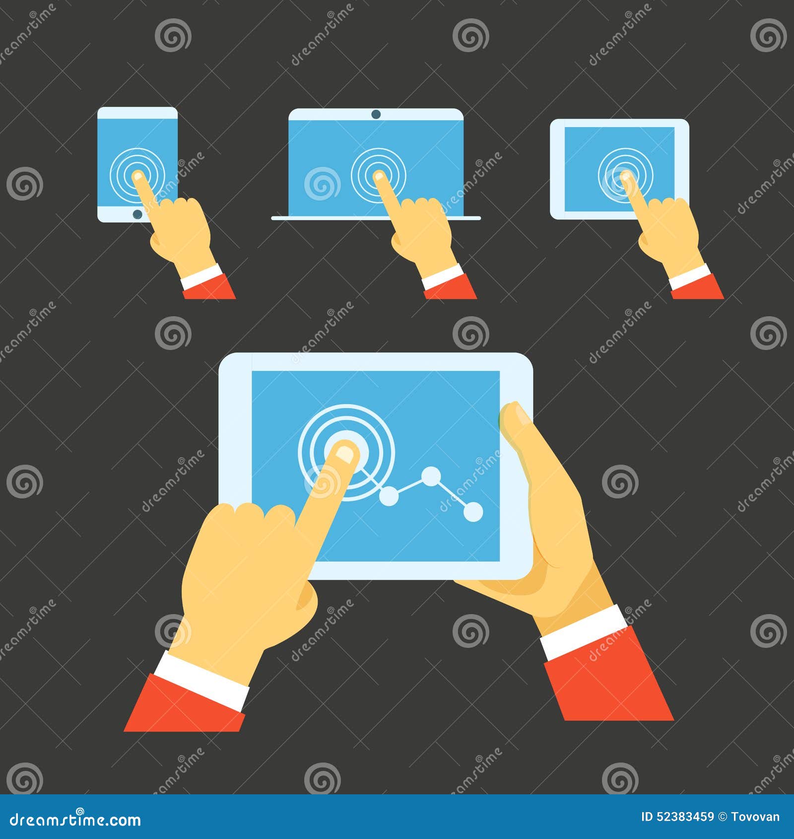 Using Modern Digital Gadgets Stock Vector - Illustration of laptop ...