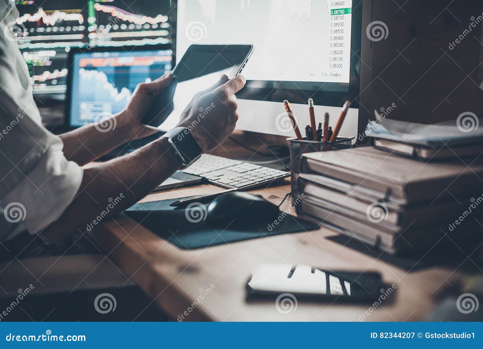 Using Modern Technologies at Work. Stock Image - Image of intelligence ...