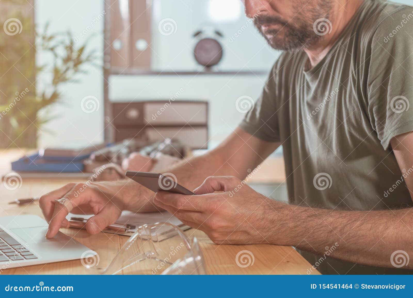 Using Modern Technology in Small Business Workshop Stock Photo - Image ...