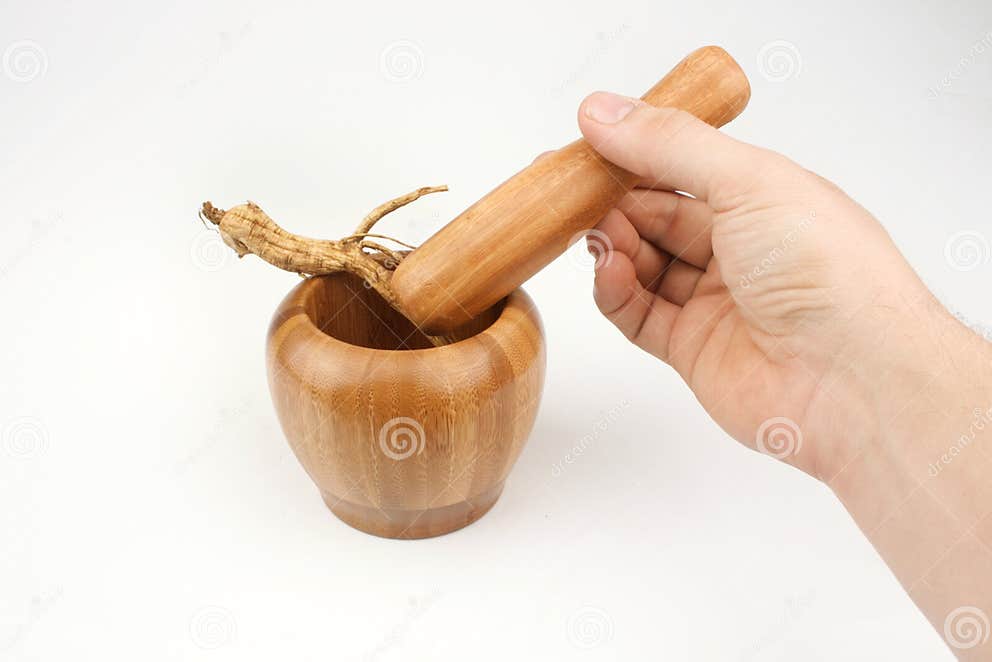 Using Mortar stock image. Image of herbal, medical, panax - 21810667