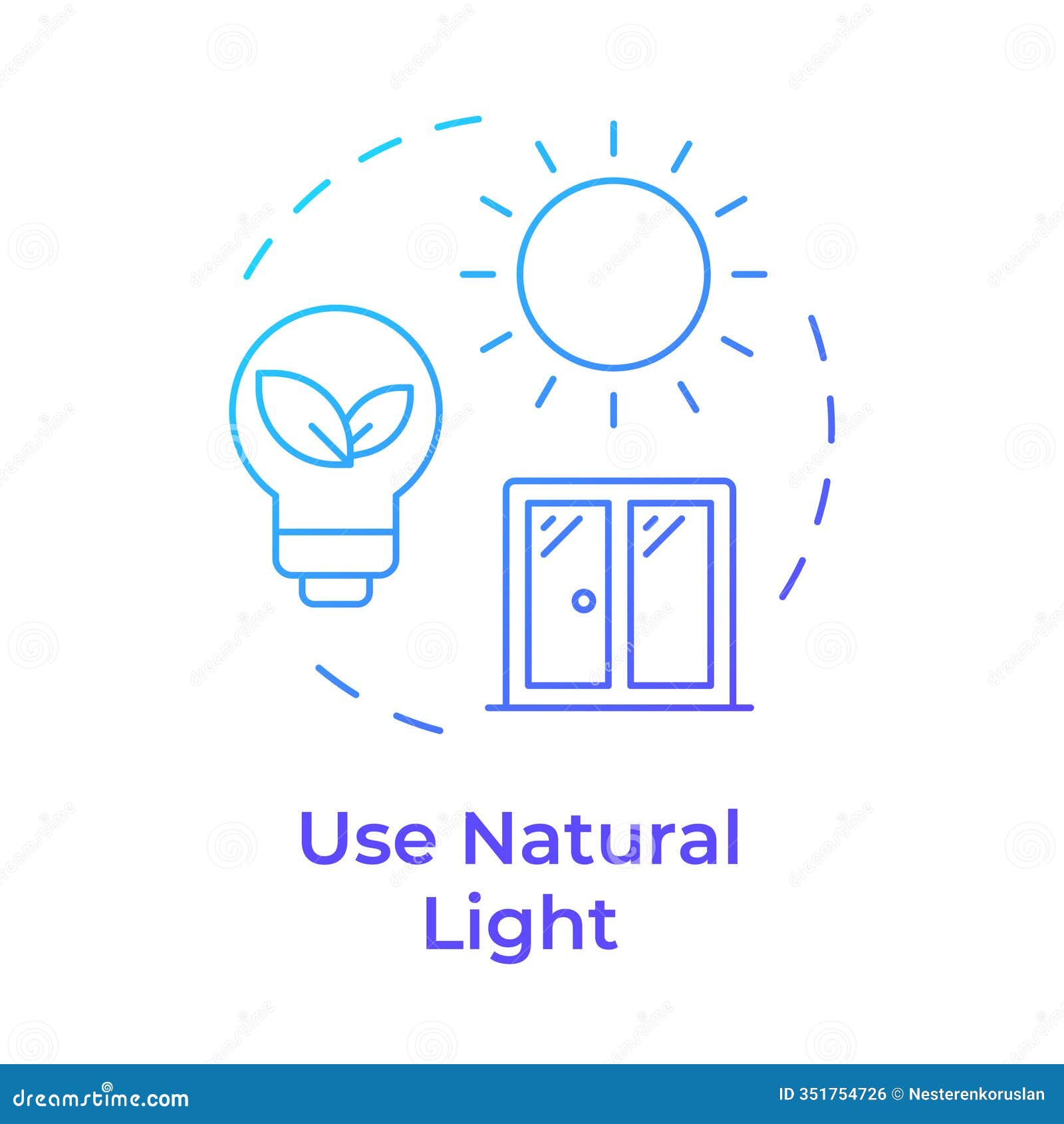 Using Natural Light Blue Gradient Concept Icon Stock Illustration - Illustration of light ...