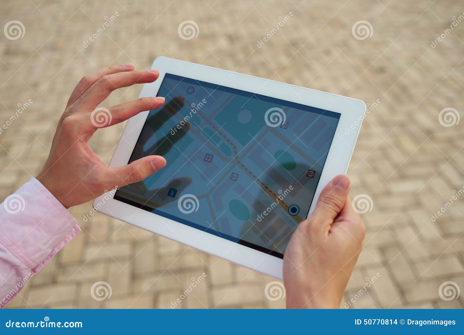 Using Navigation Application Stock Photo - Image of positioning ...