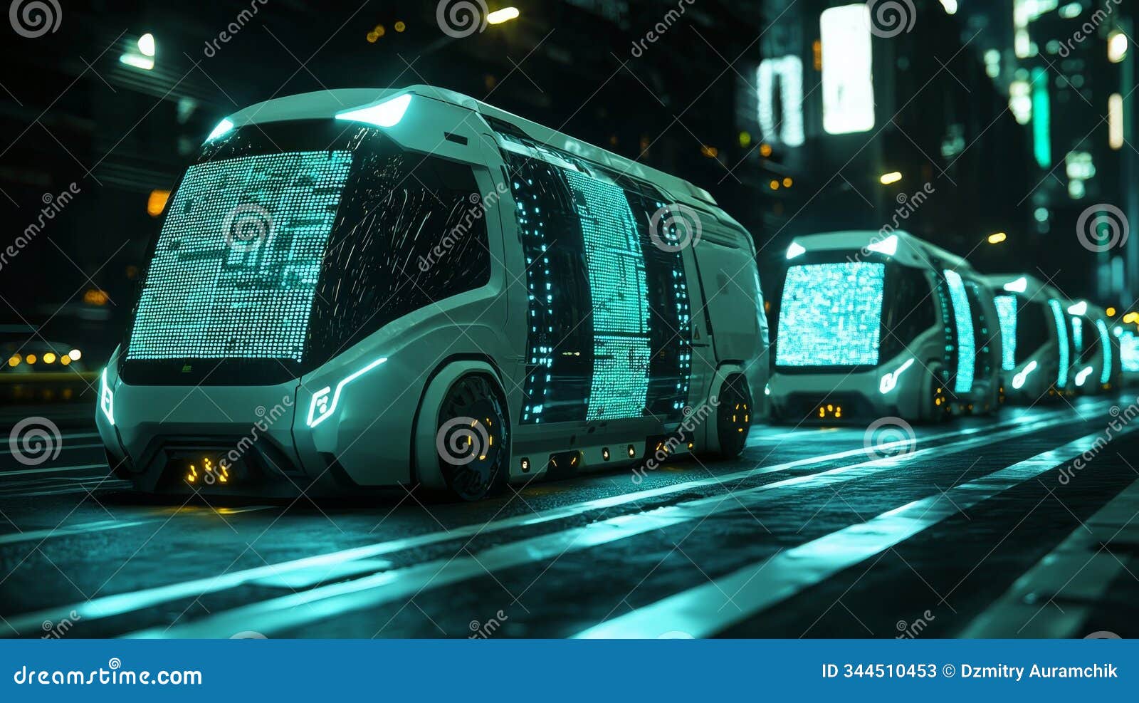 Using Neon Blue Holographic Route Data, Driverless Delivery Vans ...