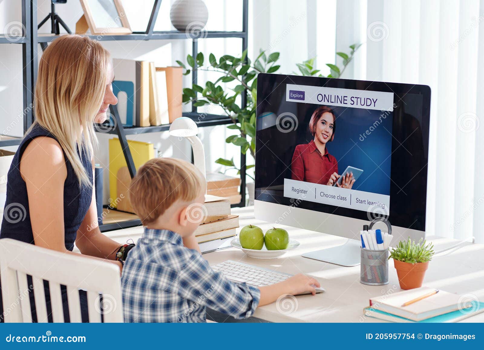 Using Online Study Platform Stock Photo - Image of parent, distant ...