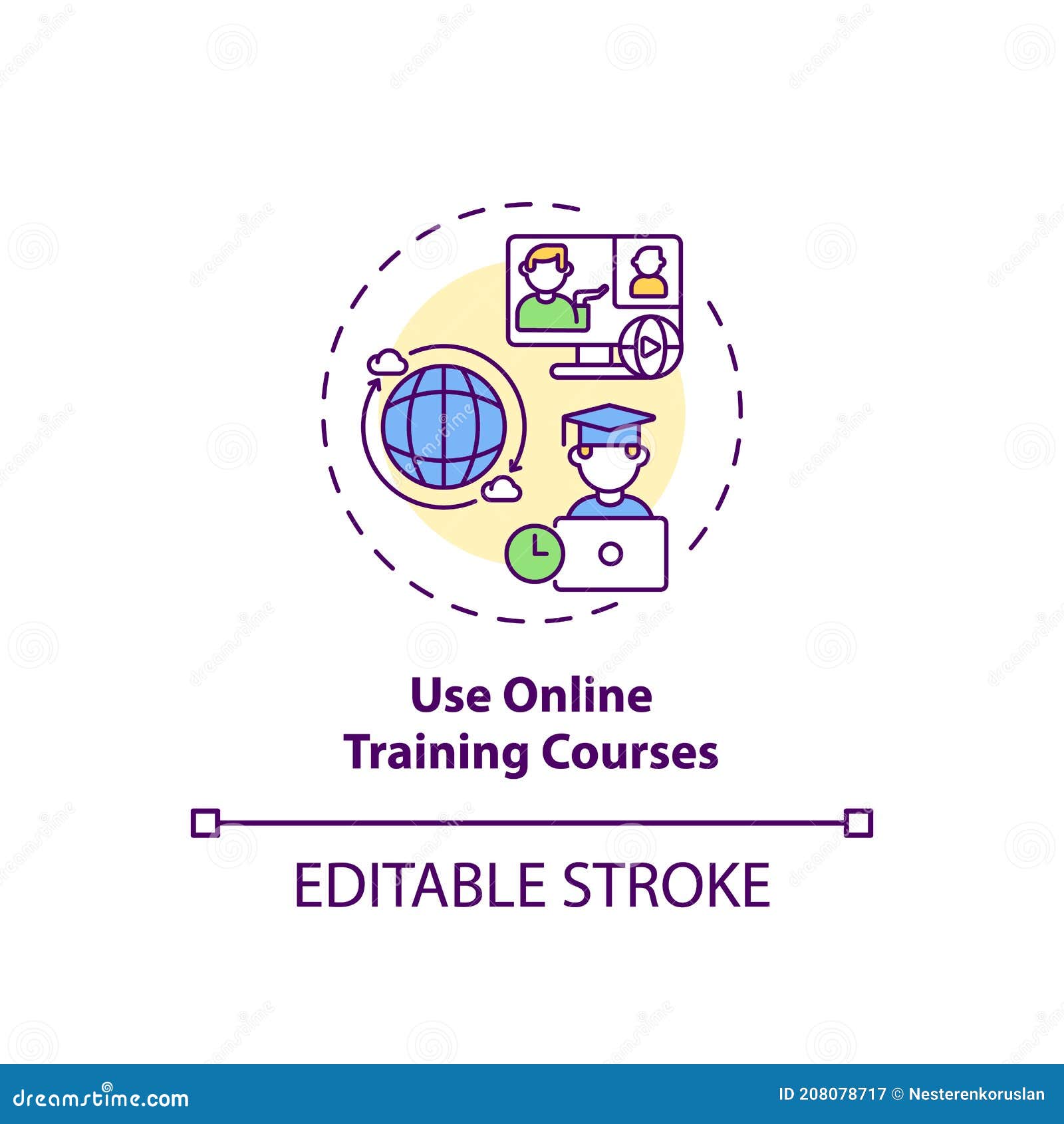 Using Online Training Courses Concept Icon Stock Vector - Illustration ...
