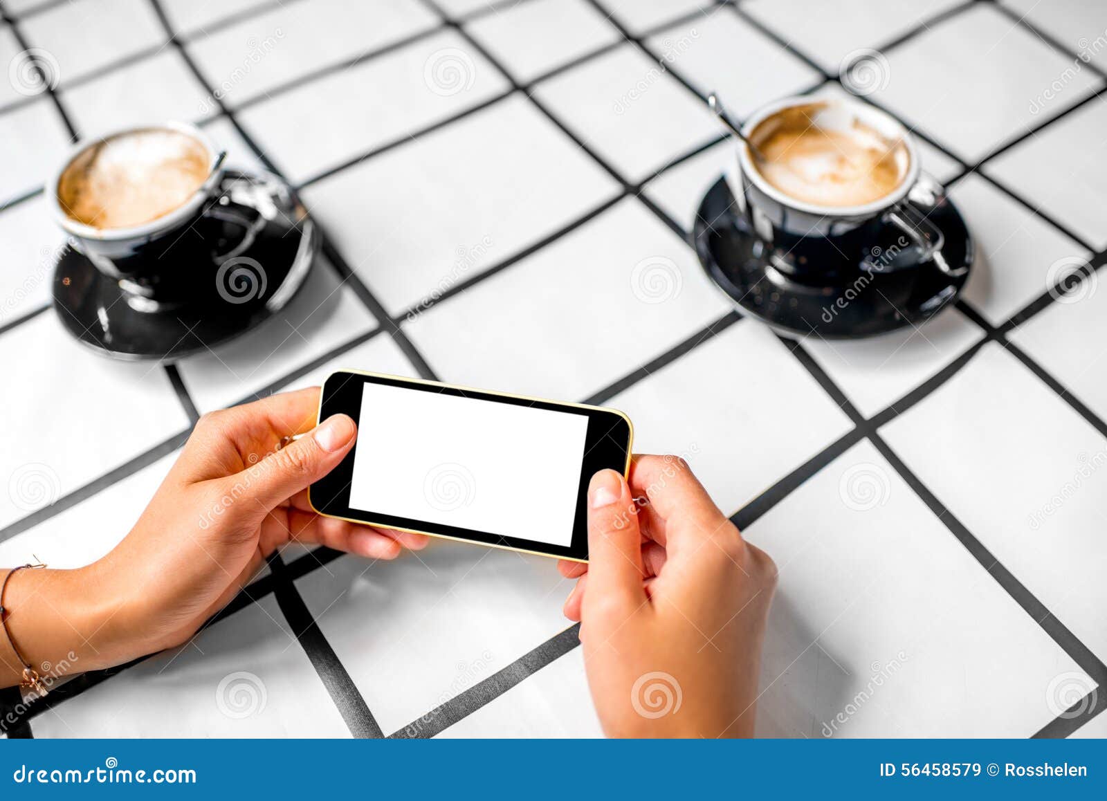 Using Phone with Coffee on Background Stock Image - Image of smartphone ...