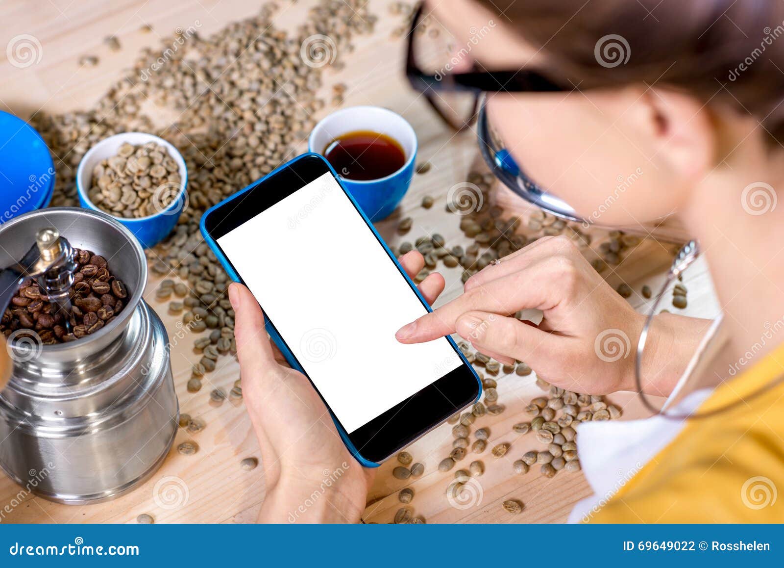 Using Phone on the Coffee Background Stock Photo - Image of beverage ...