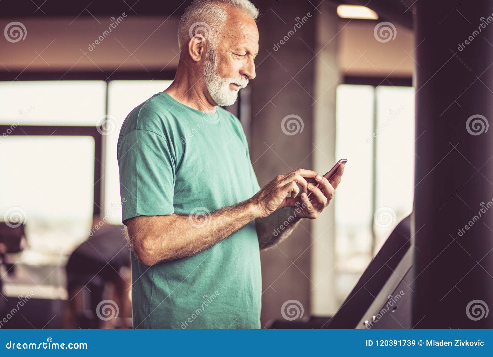 Using phone at gym. stock image. Image of muscular, lifestyle - 120391739