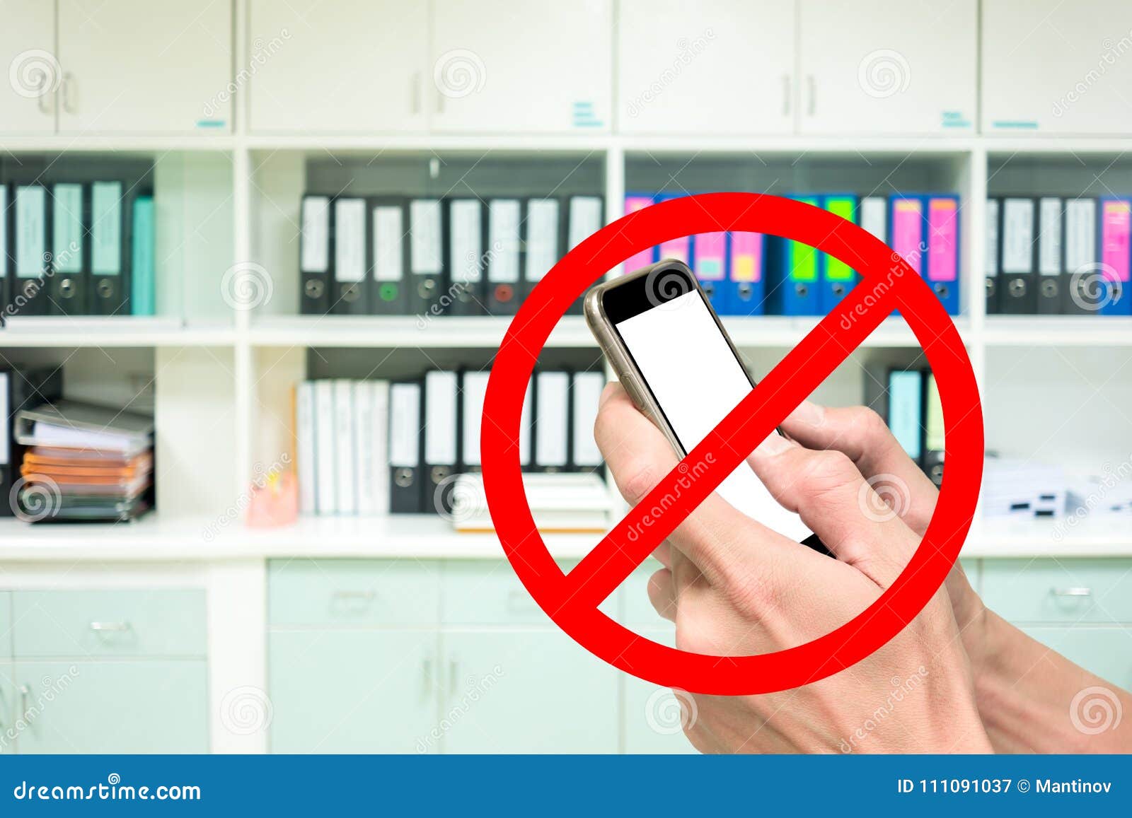 Using Smartphone in Working Hour is Prohibited Stock Image - Image of ...