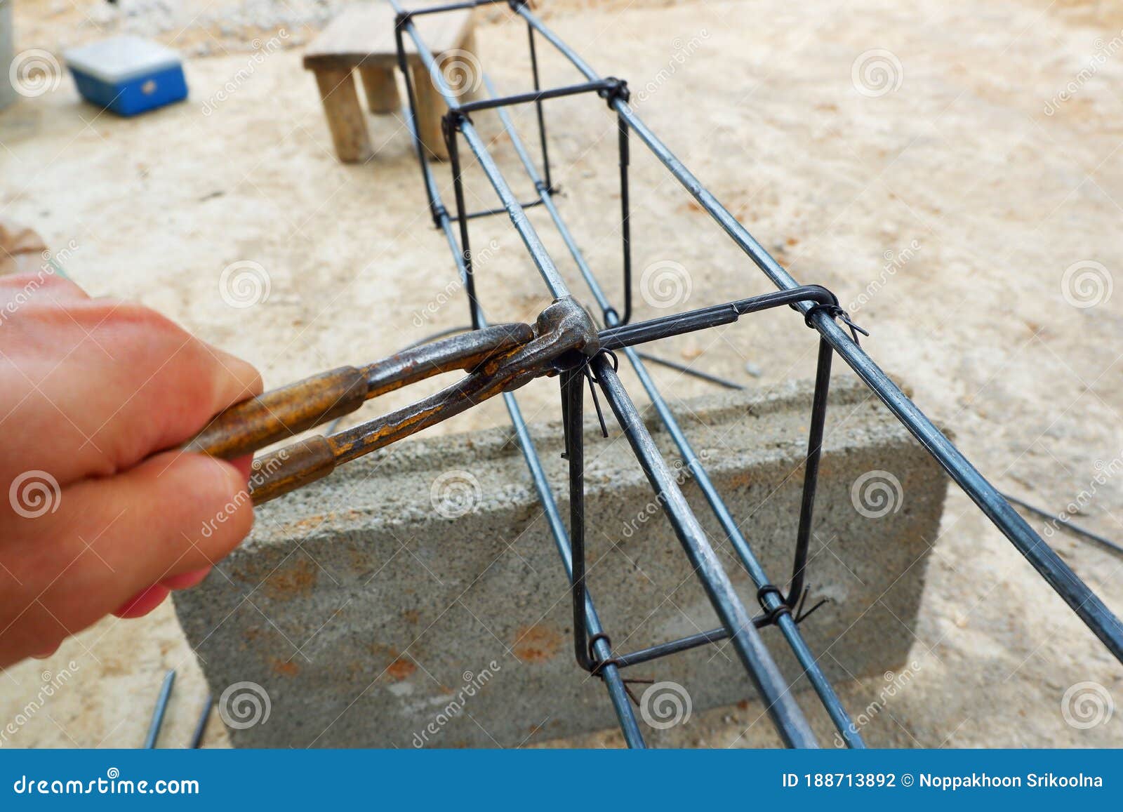 Using Pliers for Bundle of Iron with Steel Wire for Building Structures ...
