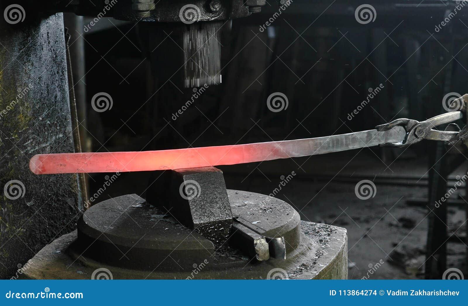 Using Pneumatic Hammer To Shape Hot Metal. Making the Sword Out of ...