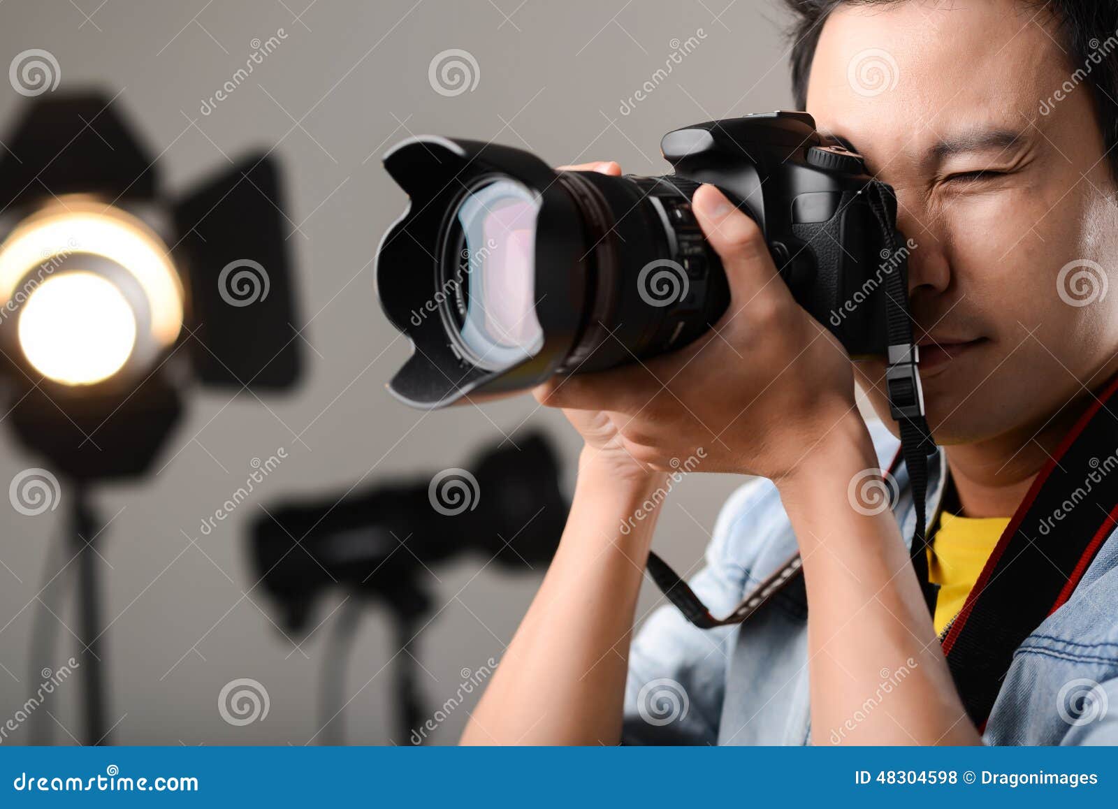 Using professional camera stock photo. Image of objective - 48304598