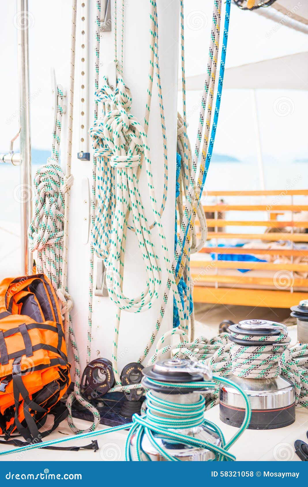 Using rope on the yacht stock photo. Image of rope, life - 58321058