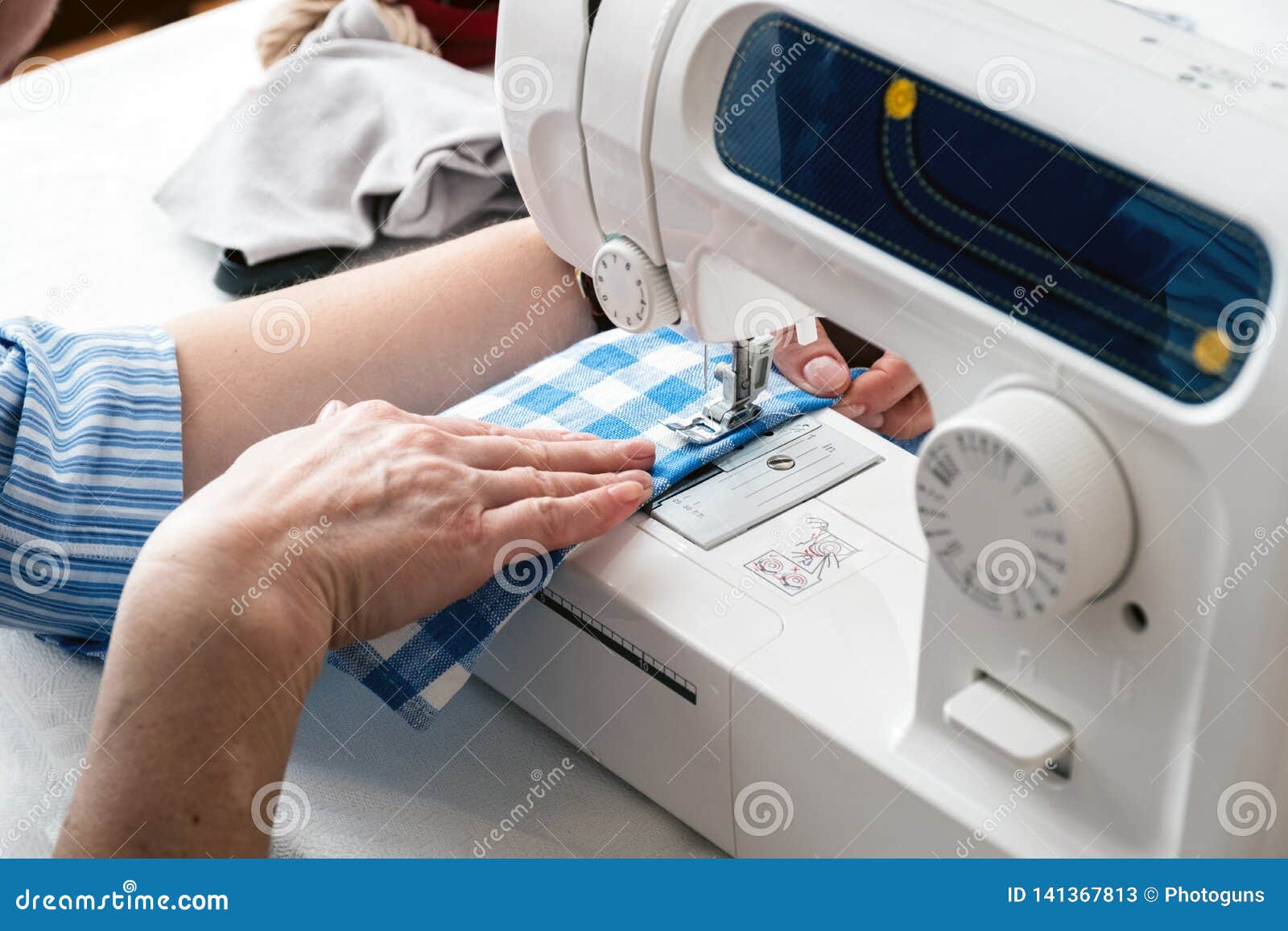 Using a Sewing Machine in Tailor Workshop Stock Image - Image of close ...