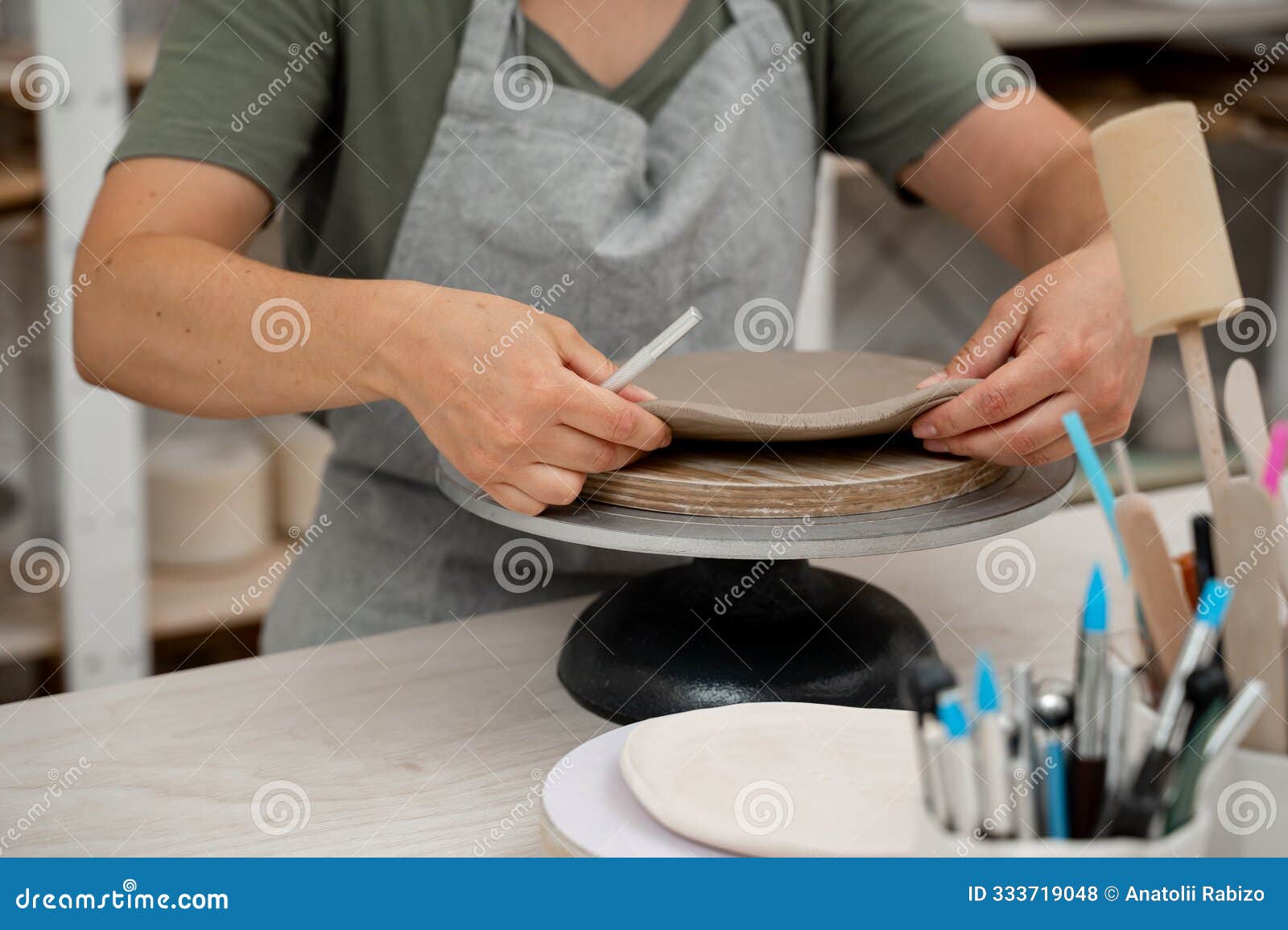 Using a Sharp Pottery Carving Knife To Cut Out a Perfect Round Shape ...