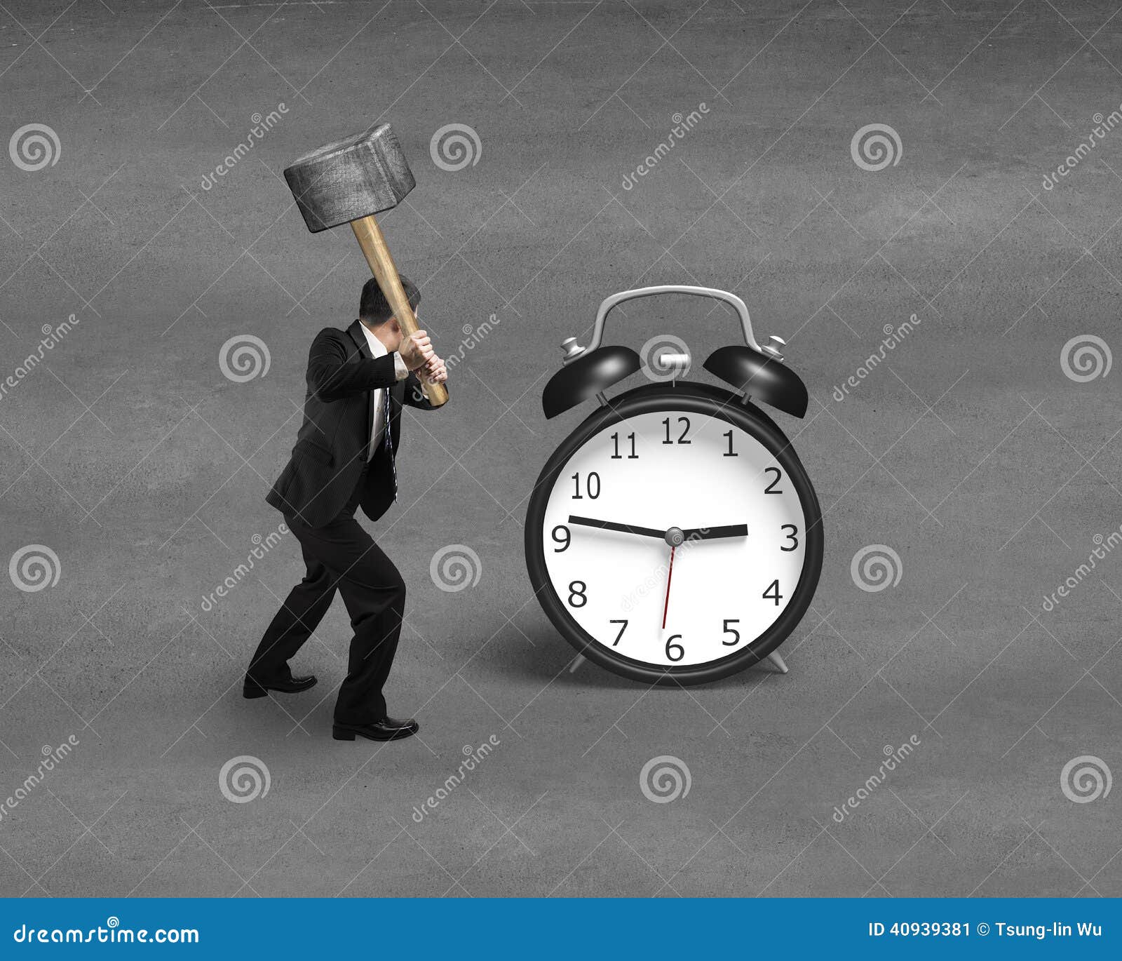 Using Sledge Hammer To Hit Alarm Clock Stock Image - Image of people ...