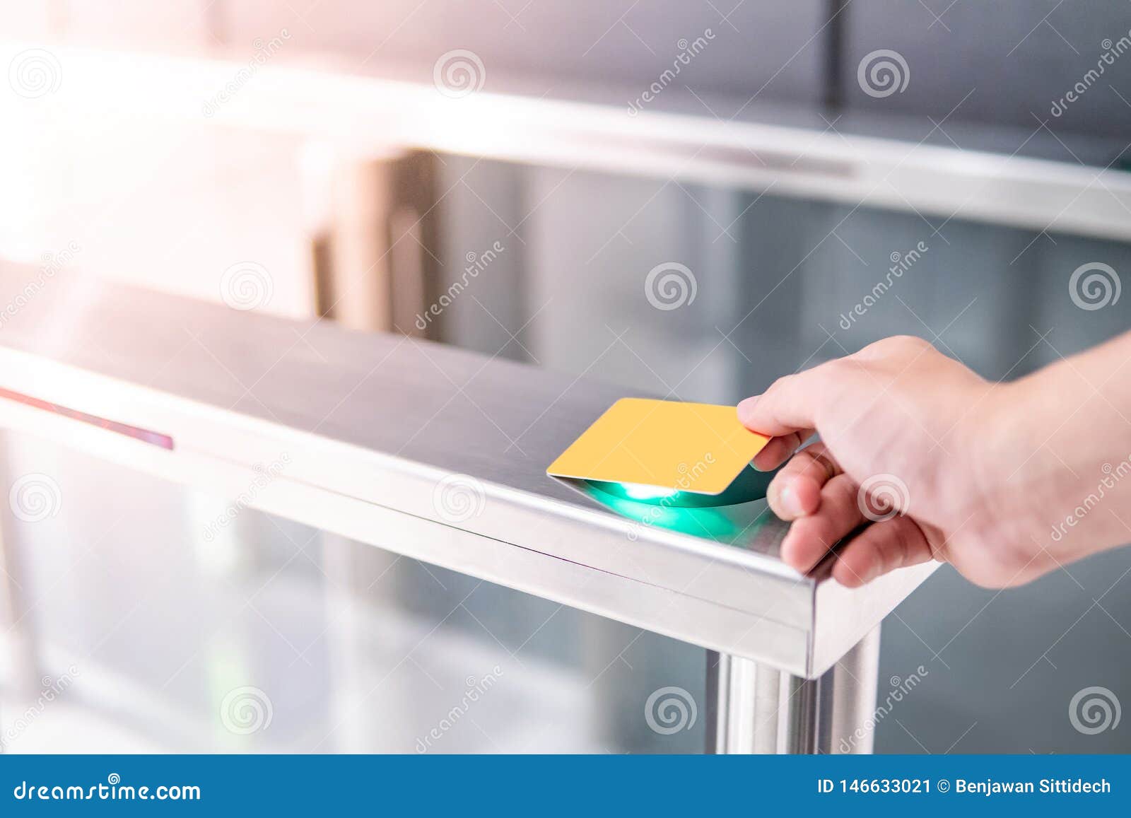 Using Smart Card To Open Automatic Gate Machine Stock Image - Image of ...