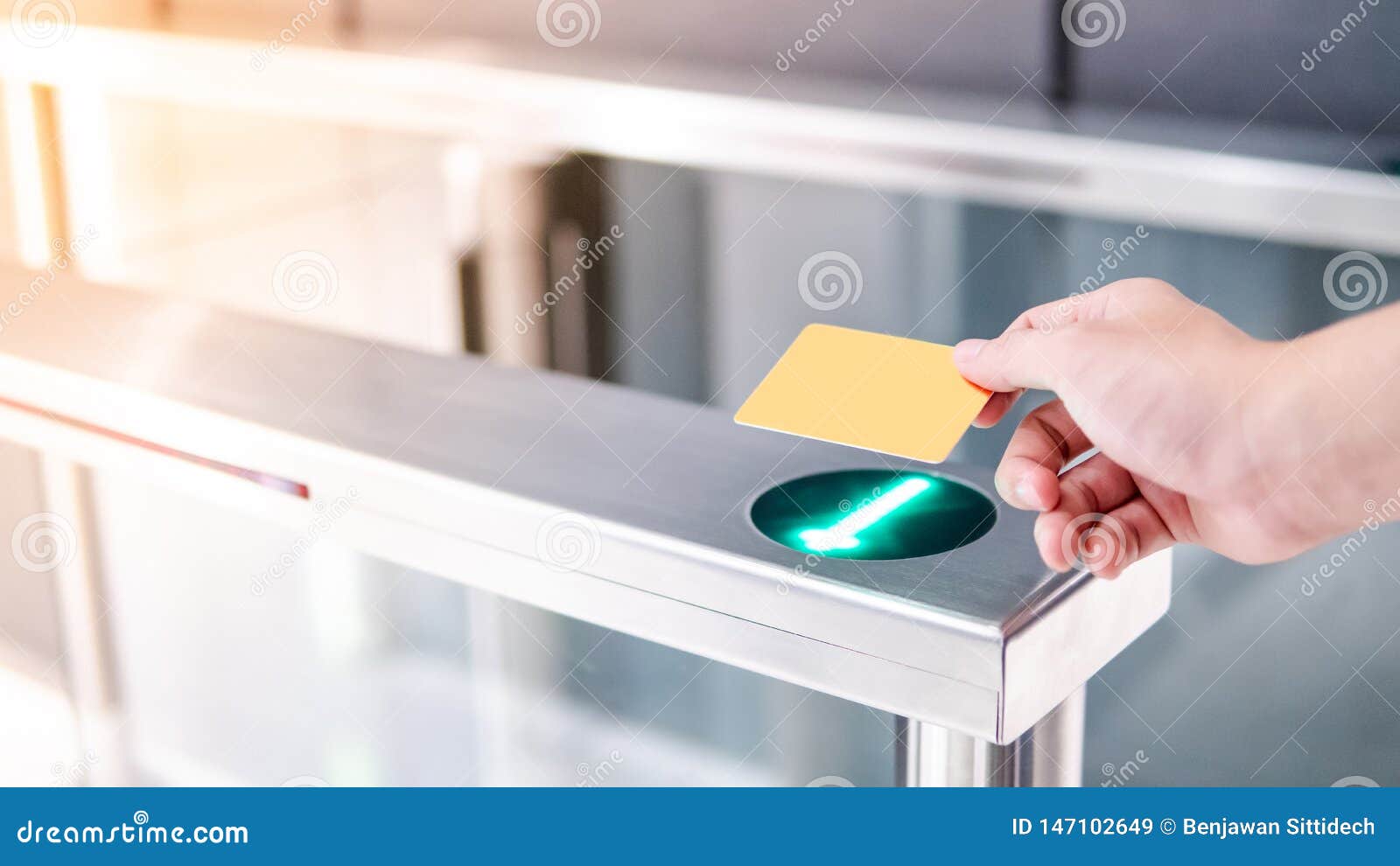 Using Smart Card To Open Automatic Gate Machine Stock Image - Image of ...
