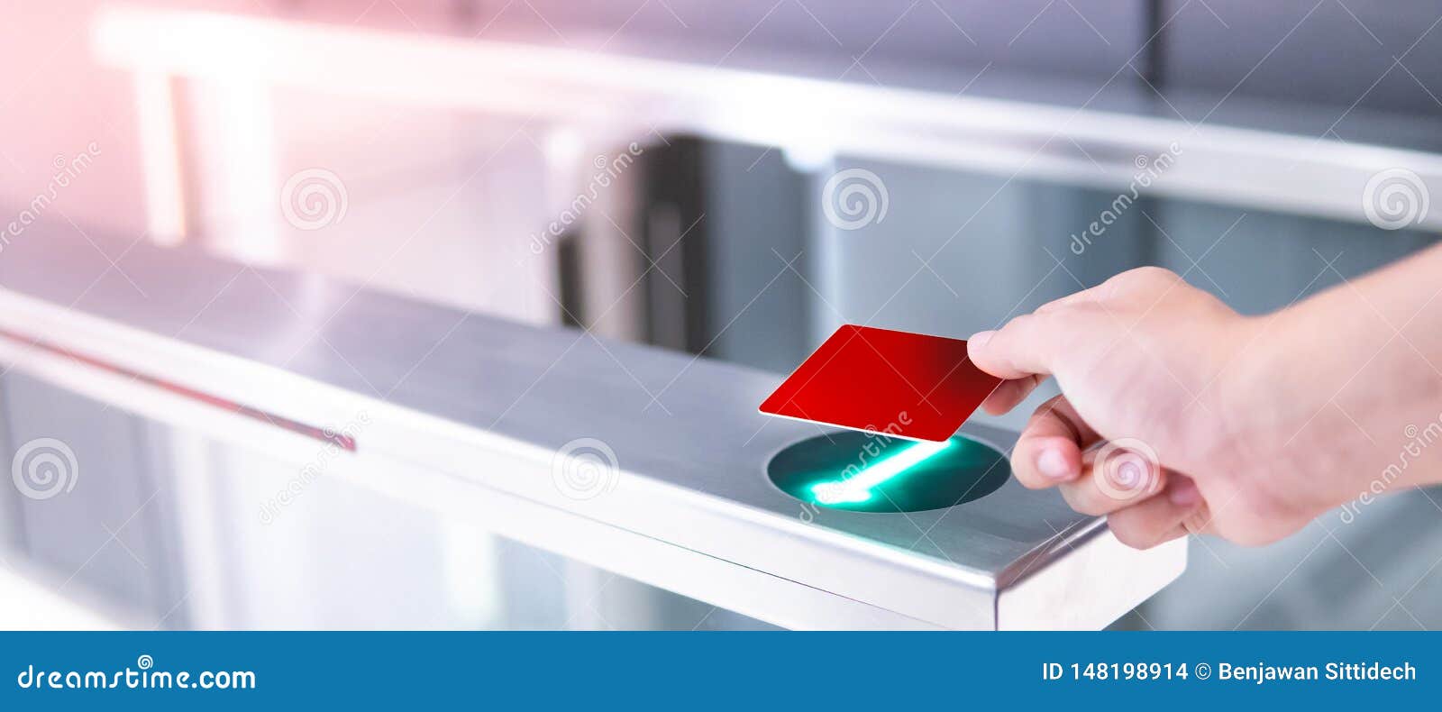 Using Smart Card To Open Automatic Gate Machine Stock Photo - Image of ...