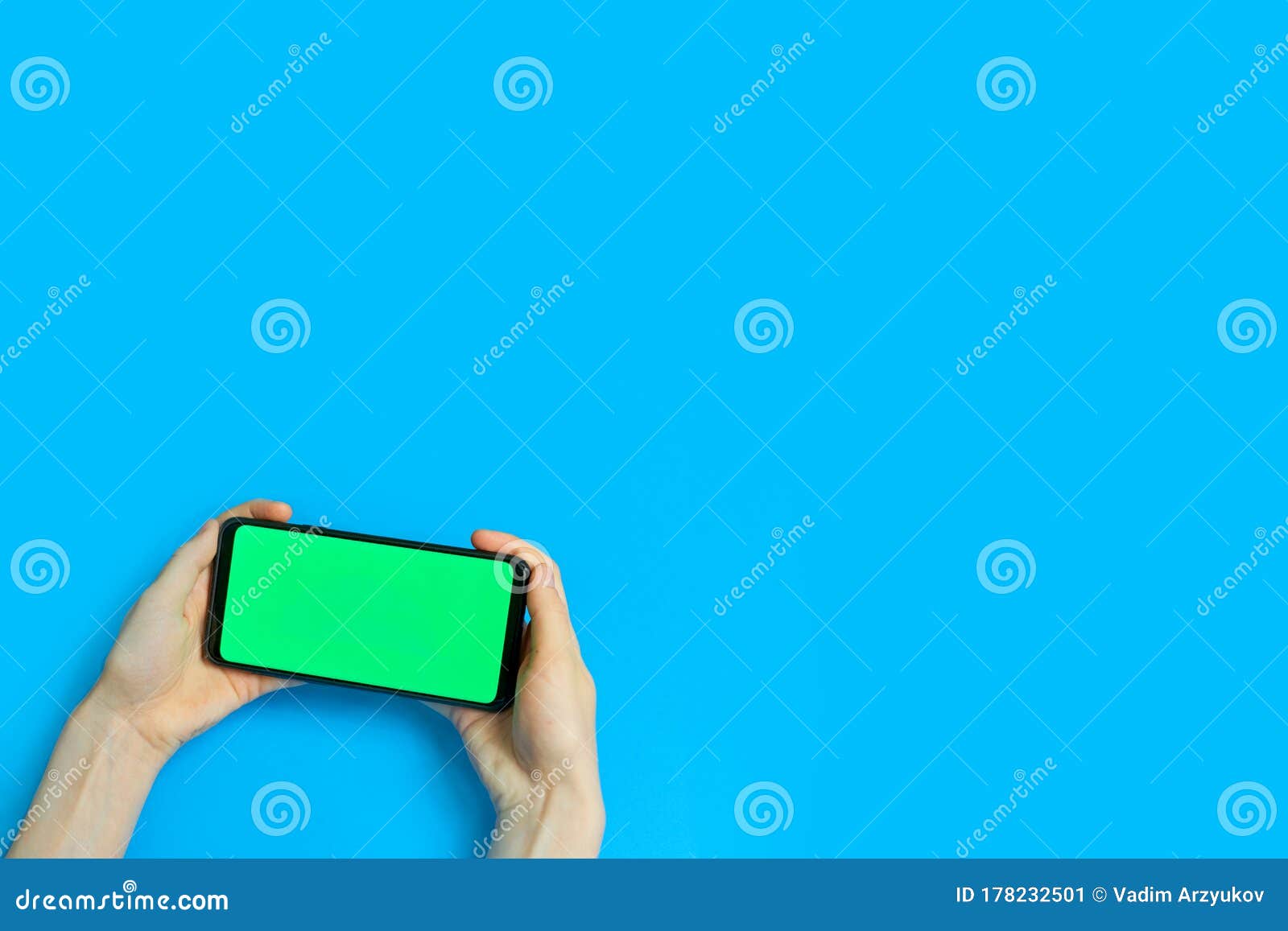 Using Smart Phone with Green Screen. Hands Scrolling Pages, Tapping on ...