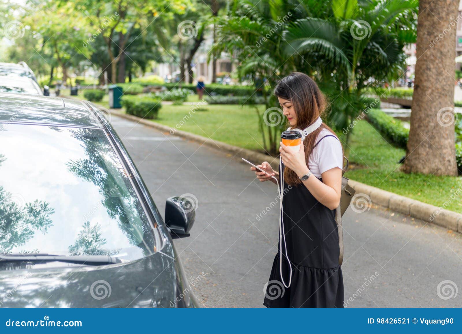Using Smart Phone To Check Emails before Going To Work Stock Image ...