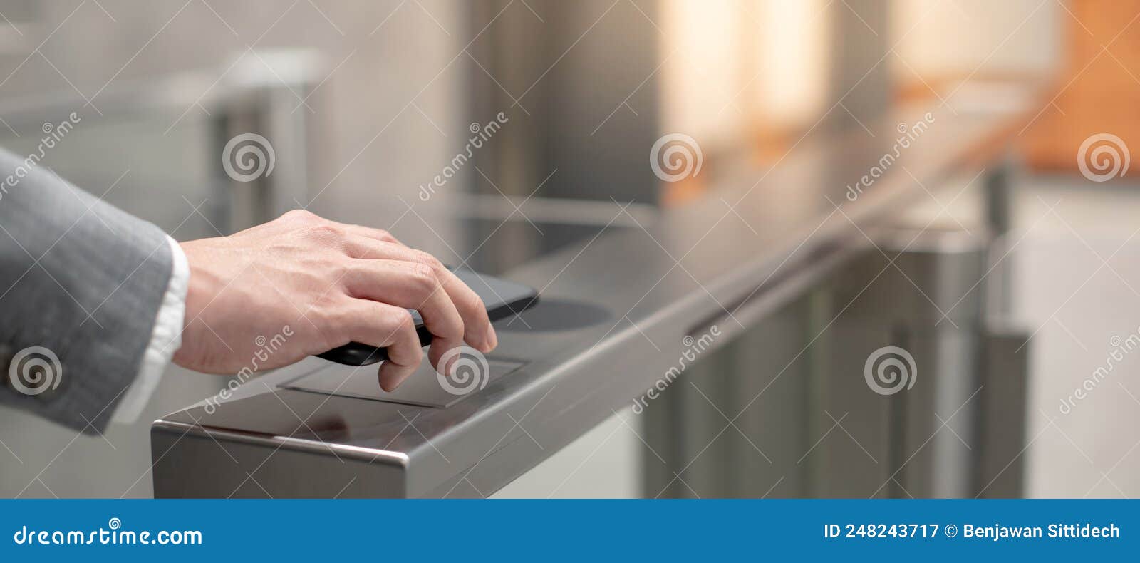 Using Smart Smartphone To Open Automatic Gate Stock Image - Image of ...