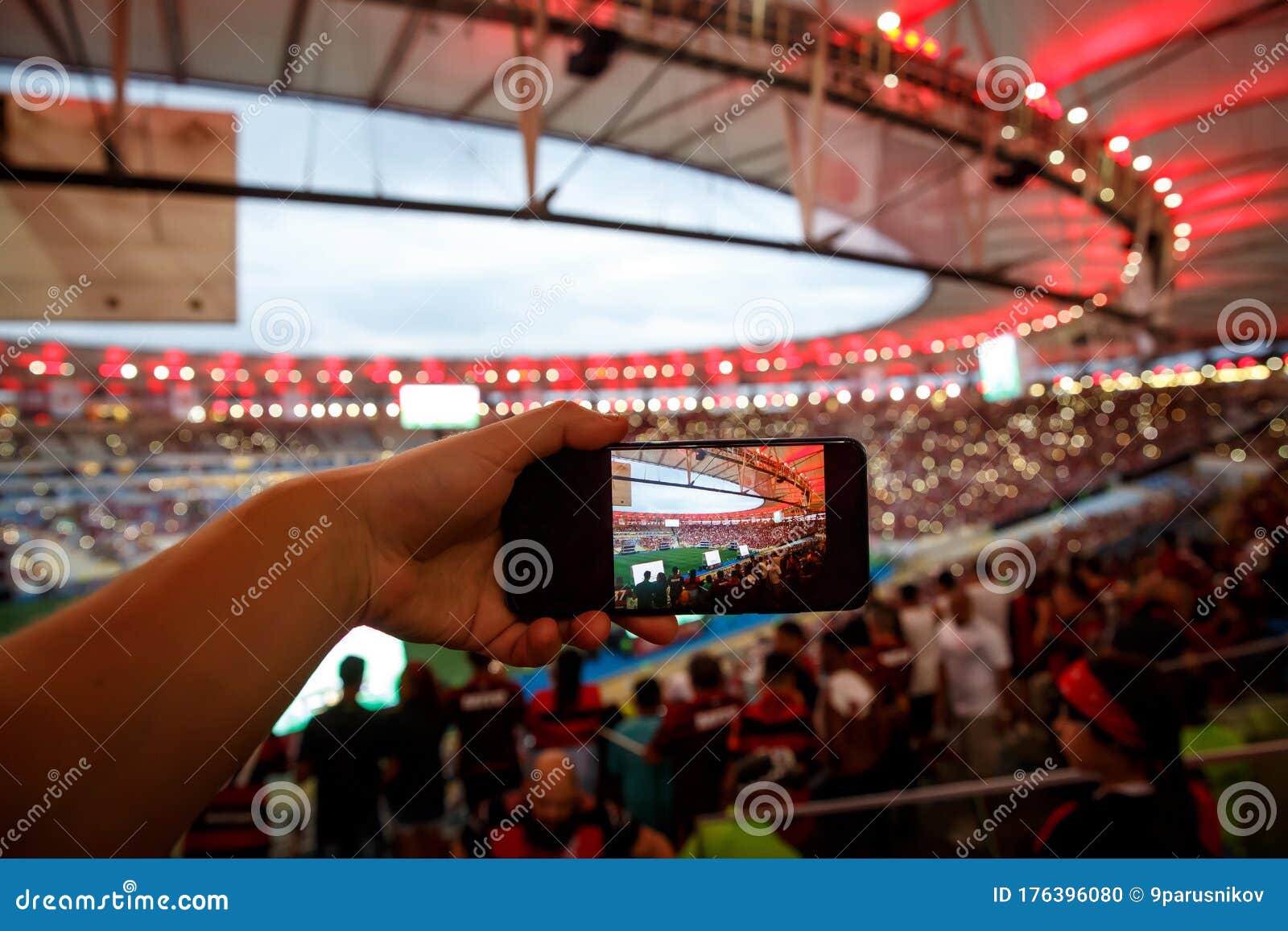 Using Smartphone on a Big Sport Stadium Stock Photo - Image of mobile ...