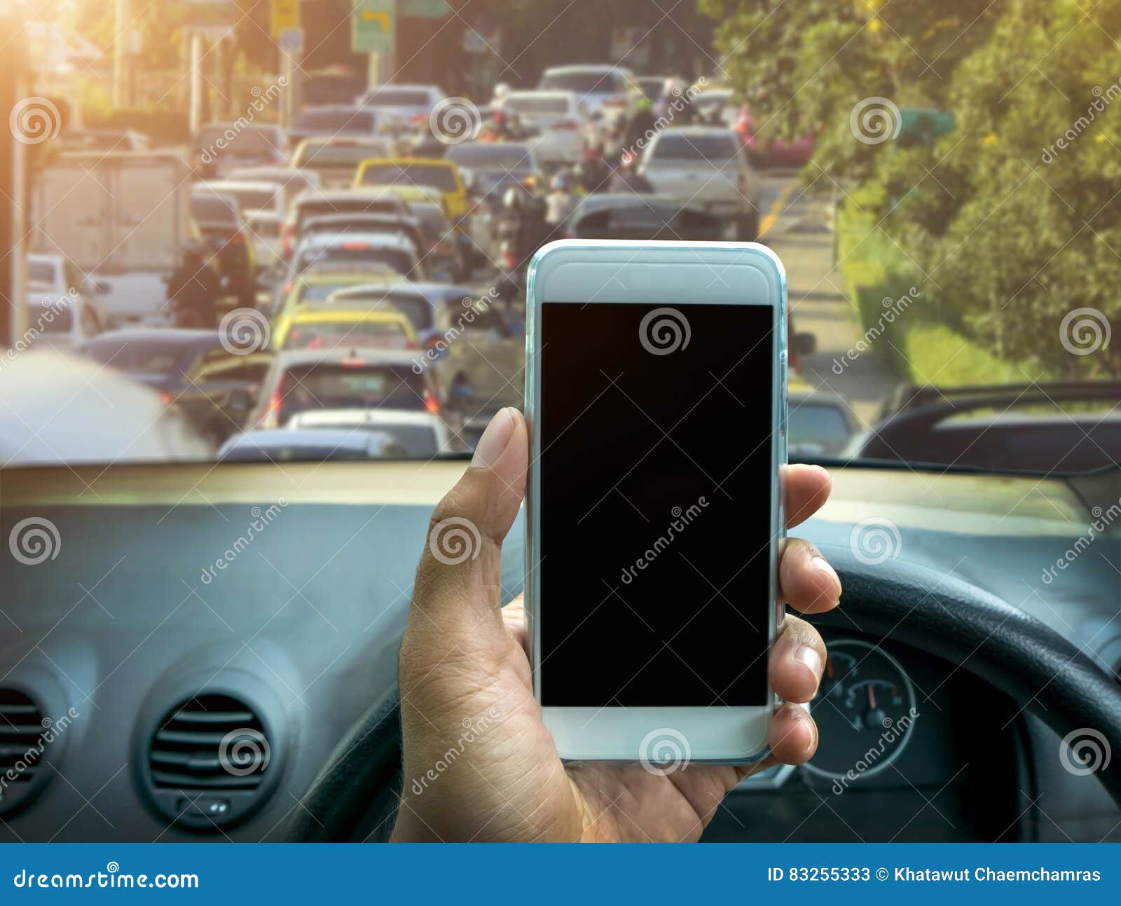 Using a Smartphone while Driving a Car Stock Image - Image of apps ...